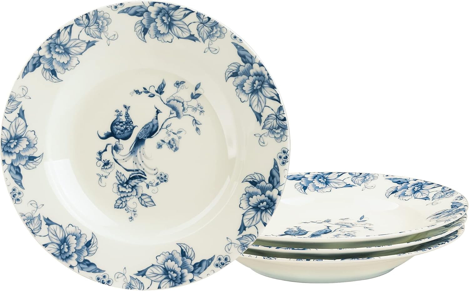 GZhLonKiMa 8" Floral Bone China Dessert Plates, Blue and White ...