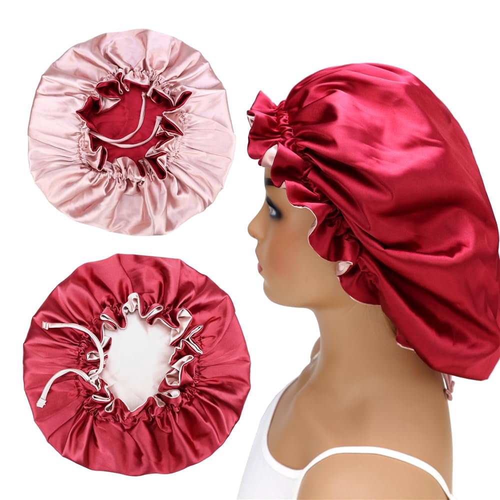 GZhLonKiMa Adjustable Silk Satin Bonnet Hair Care Caps for Women Girls ...