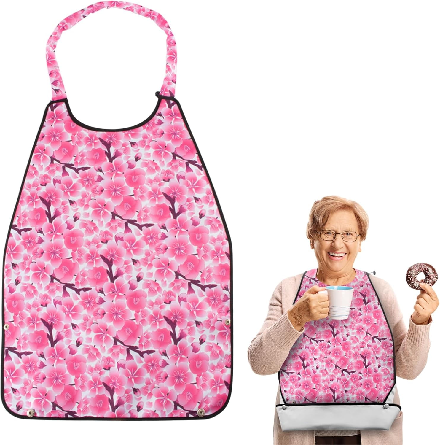 GZhLonKiMa Adult Bib for Elderly Woman with Adjustable Neck Closure ...