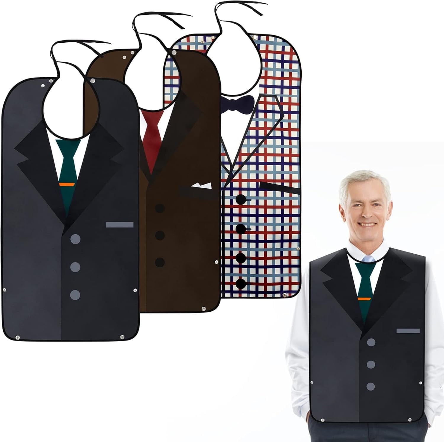 GZhLonKiMa Adult Bibs, Bibs for Adults Eating Washable, Reusable Adult ...