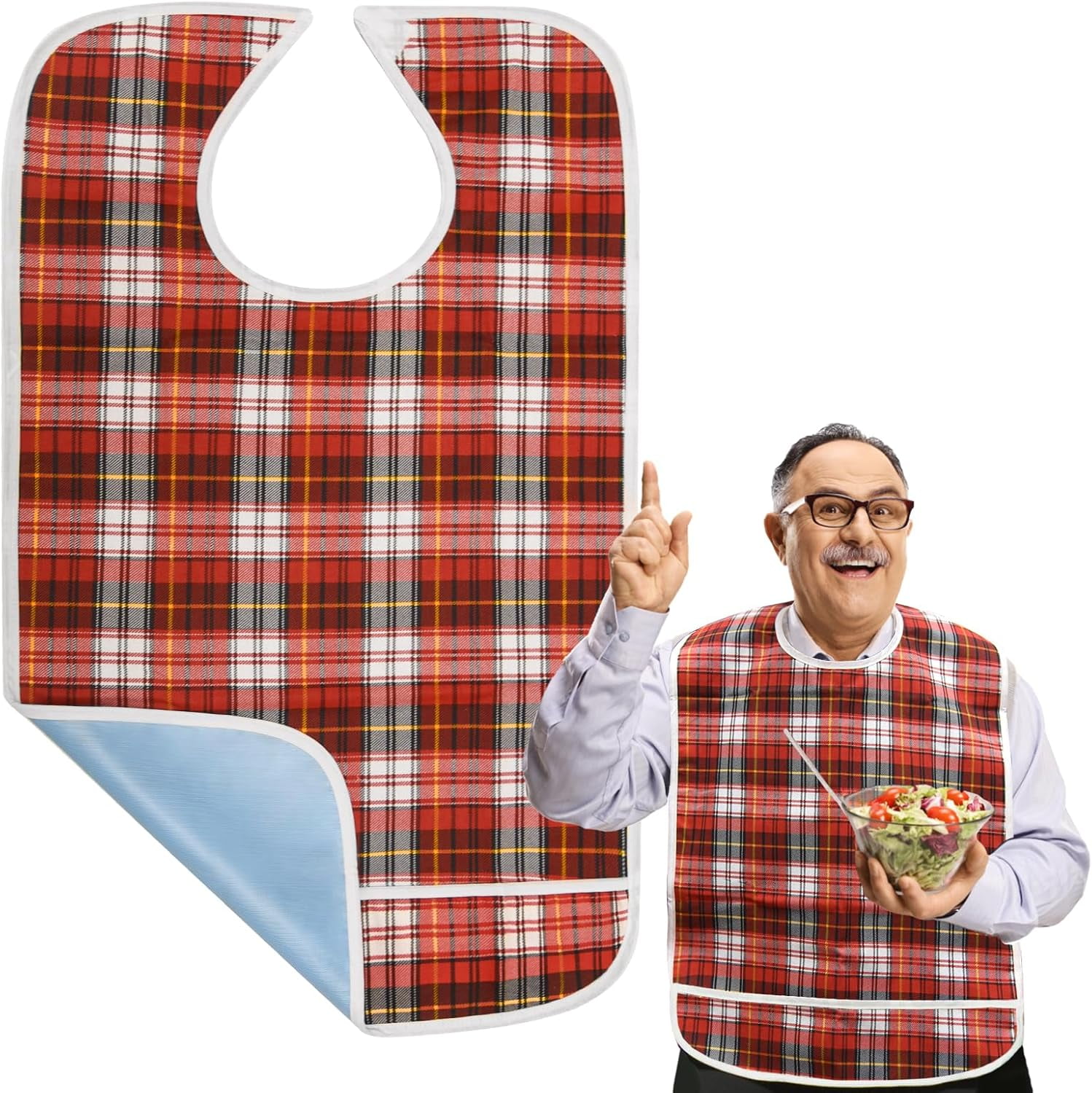 GZhLonKiMa Adult Bibs for Elderly, Men, Women, Reusable Adult Bibs for ...