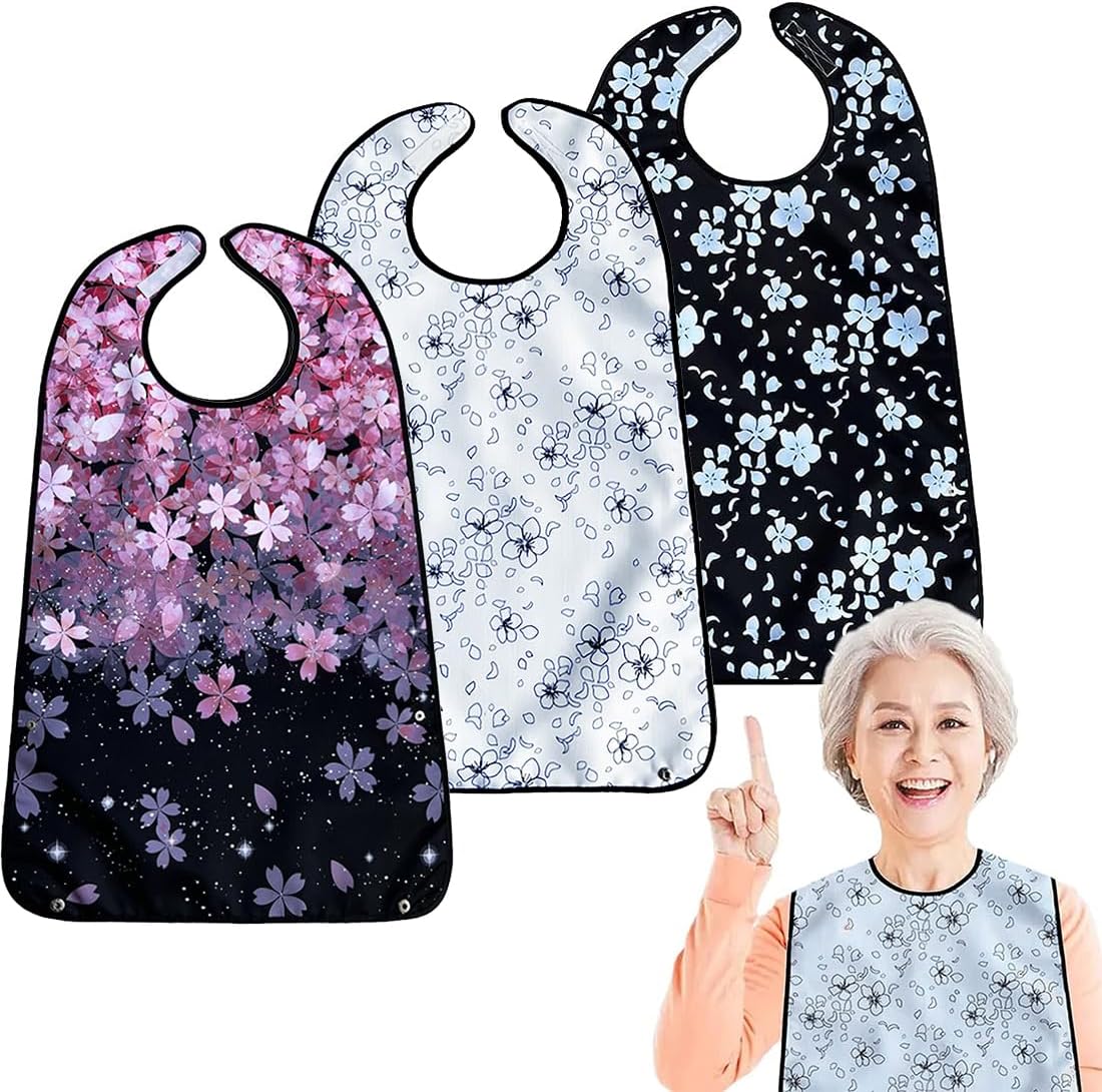 GZhLonKiMa Adult Bibs for Women Washable Bib Reusable Waterproof ...