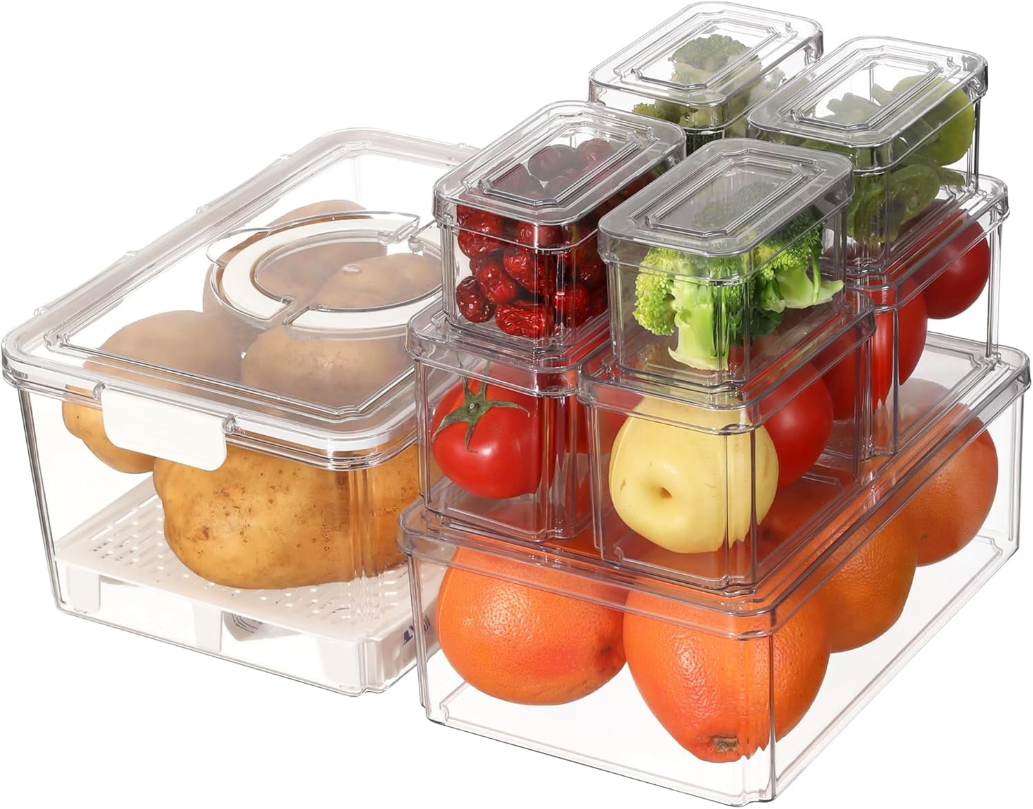 GZhLonKiMa Airtight Fruit Storage Containers for Fridge with Lids ...