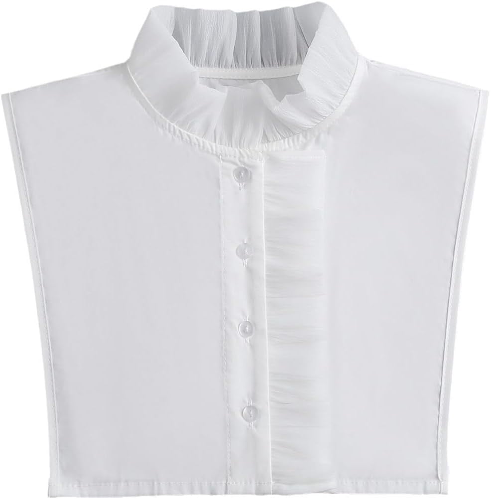 GZhLonKiMa Atuileo Cotton Ruffles Fake Collar Detachable Dickey Collar ...