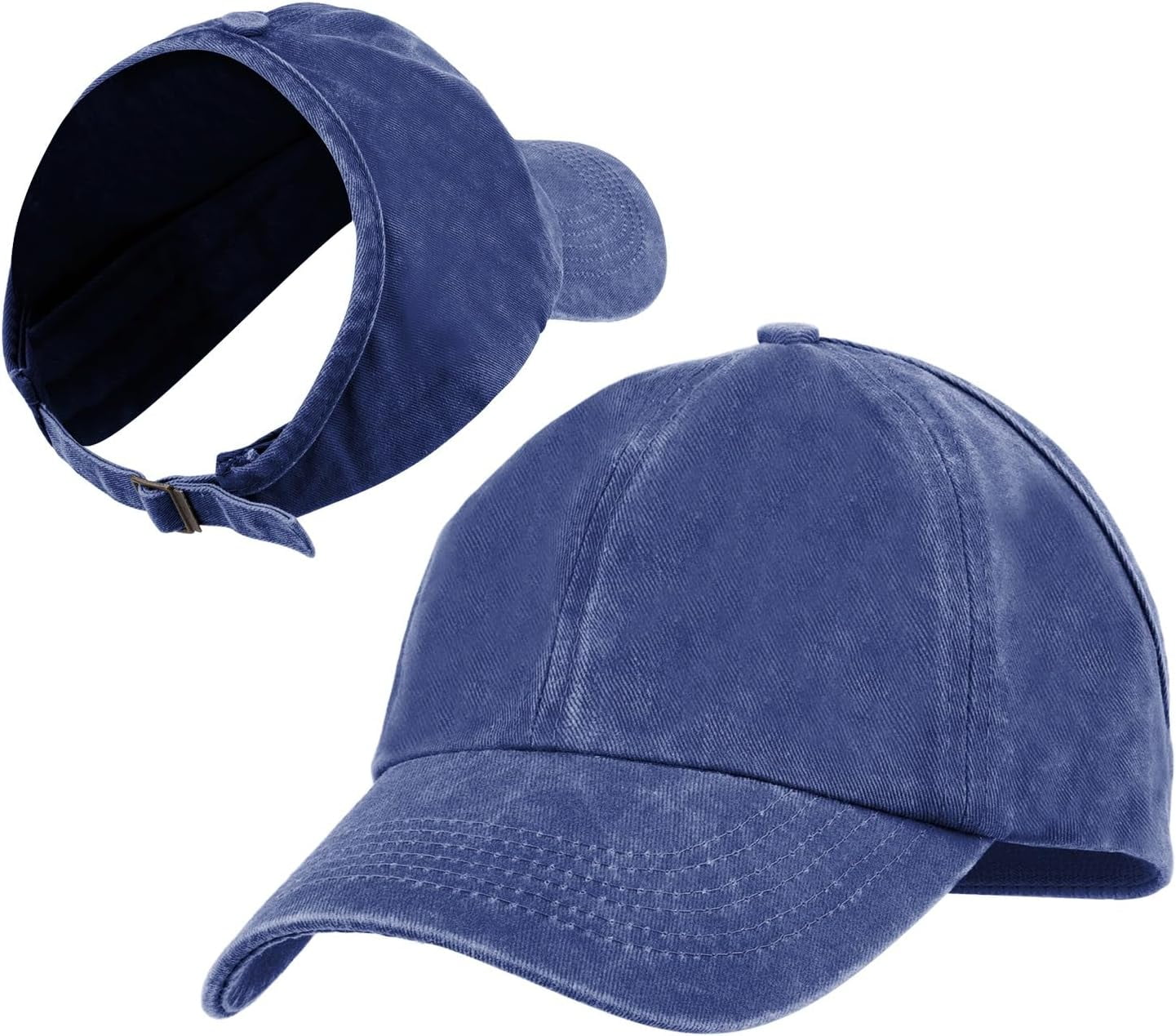 GZhLonKiMa Backless Washed Cotton Ponytail Cap Messy Bun Curly Hair ...