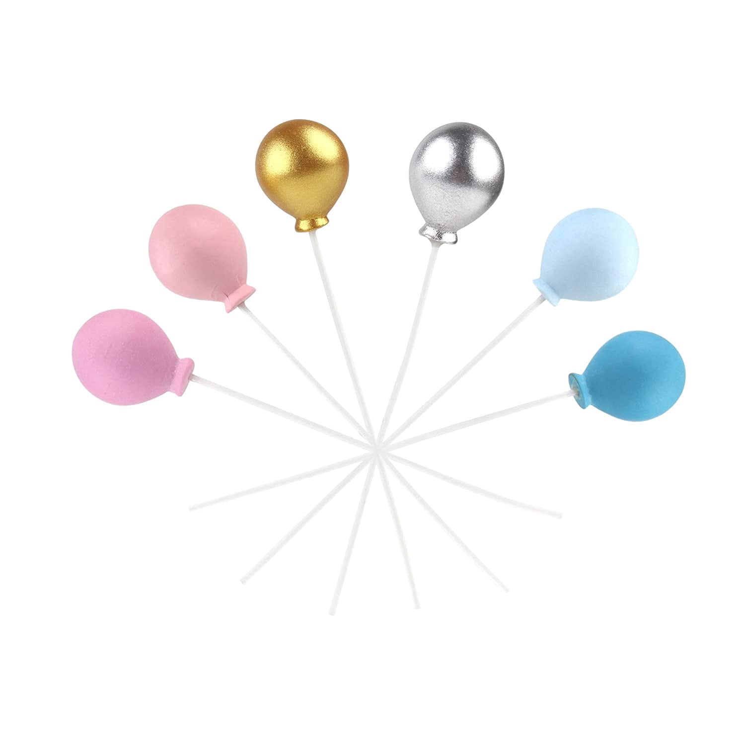 GZhLonKiMa Balloon Cupcake Toppers 6 Colors Resin Round Shape 3D ...