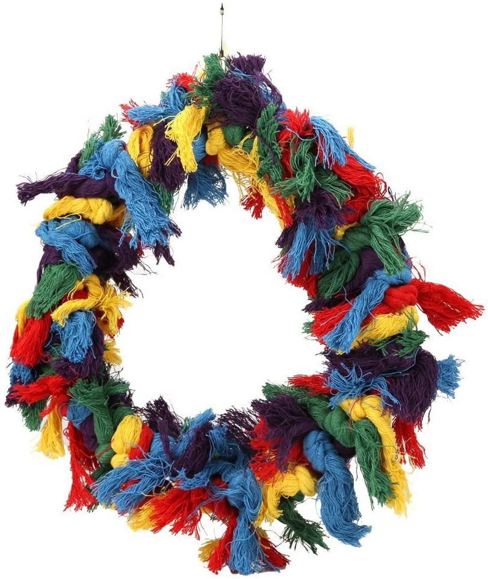 GZhLonKiMa Bird Colorful Cotton Rope with Bells Hanging Bite Toy Bird ...