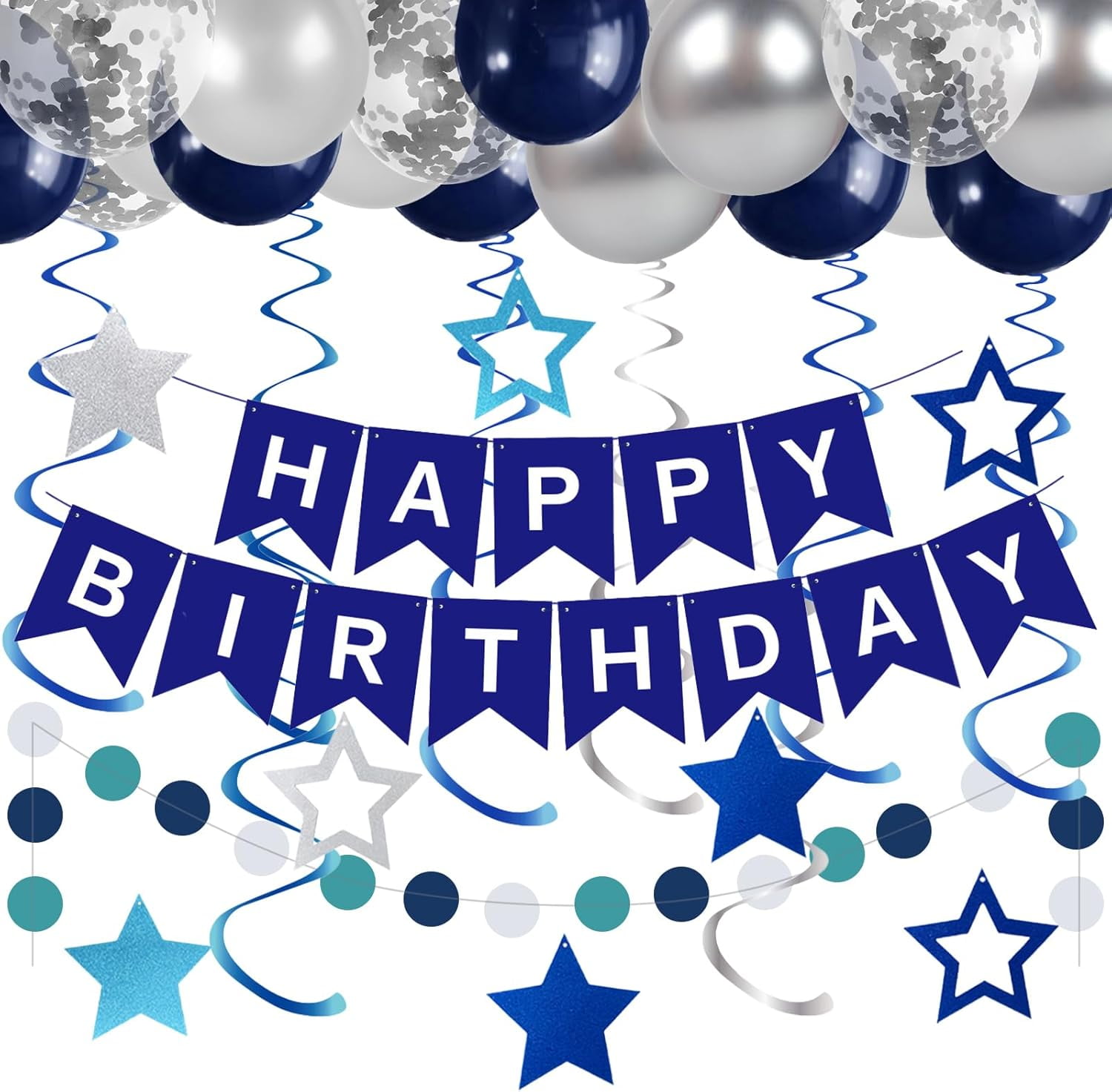 GZhLonKiMa Blue Happy Birthday Banner Birthday Banner Decoration Party ...