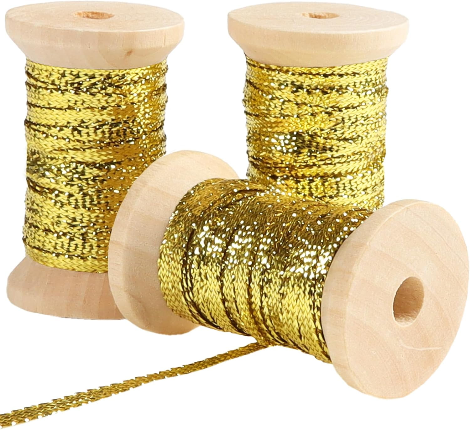 GZhLonKiMa Blue Thin Ribbon 1/8 inch Metallic Braided Double Faced ...