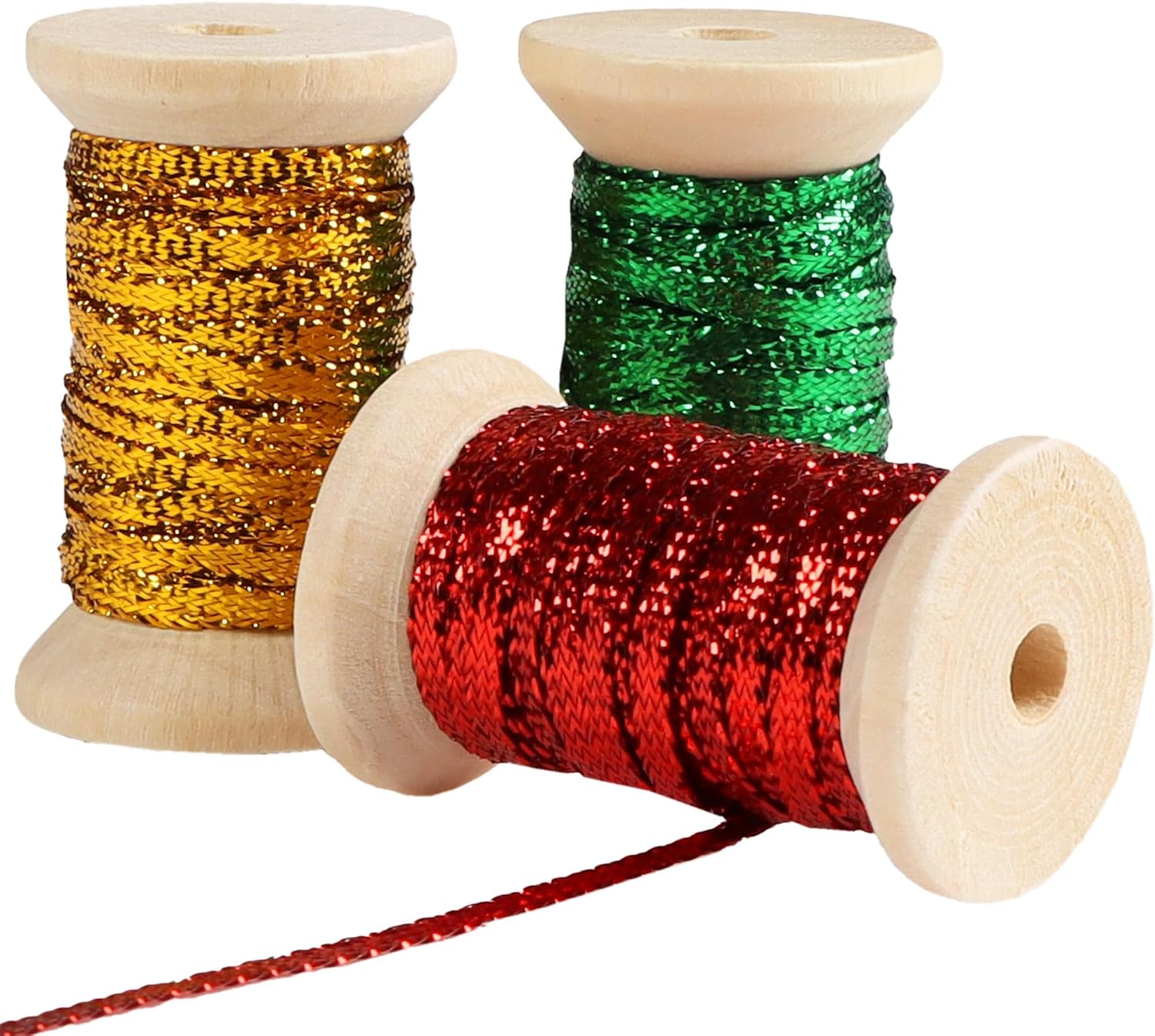 GZhLonKiMa Blue Thin Ribbon 1/8 inch Metallic Braided Double Faced ...