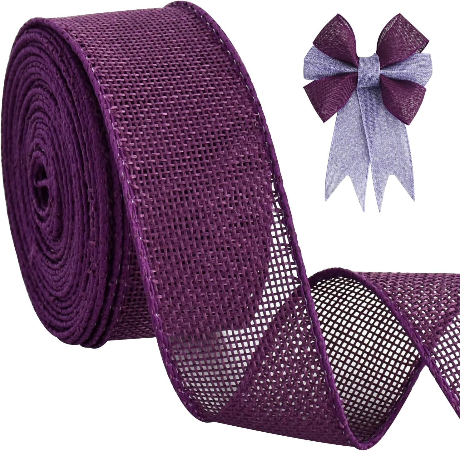 GZhLonKiMa Burlap Wired Ribbon, 1-1/2 Inch Faux Burlap Ribbons, Royal ...