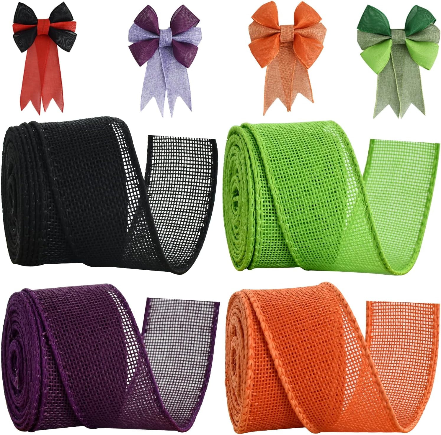 GZhLonKiMa Burlap Wired Ribbon, 1-1/2 Inch Faux Burlap Ribbons, Royal ...