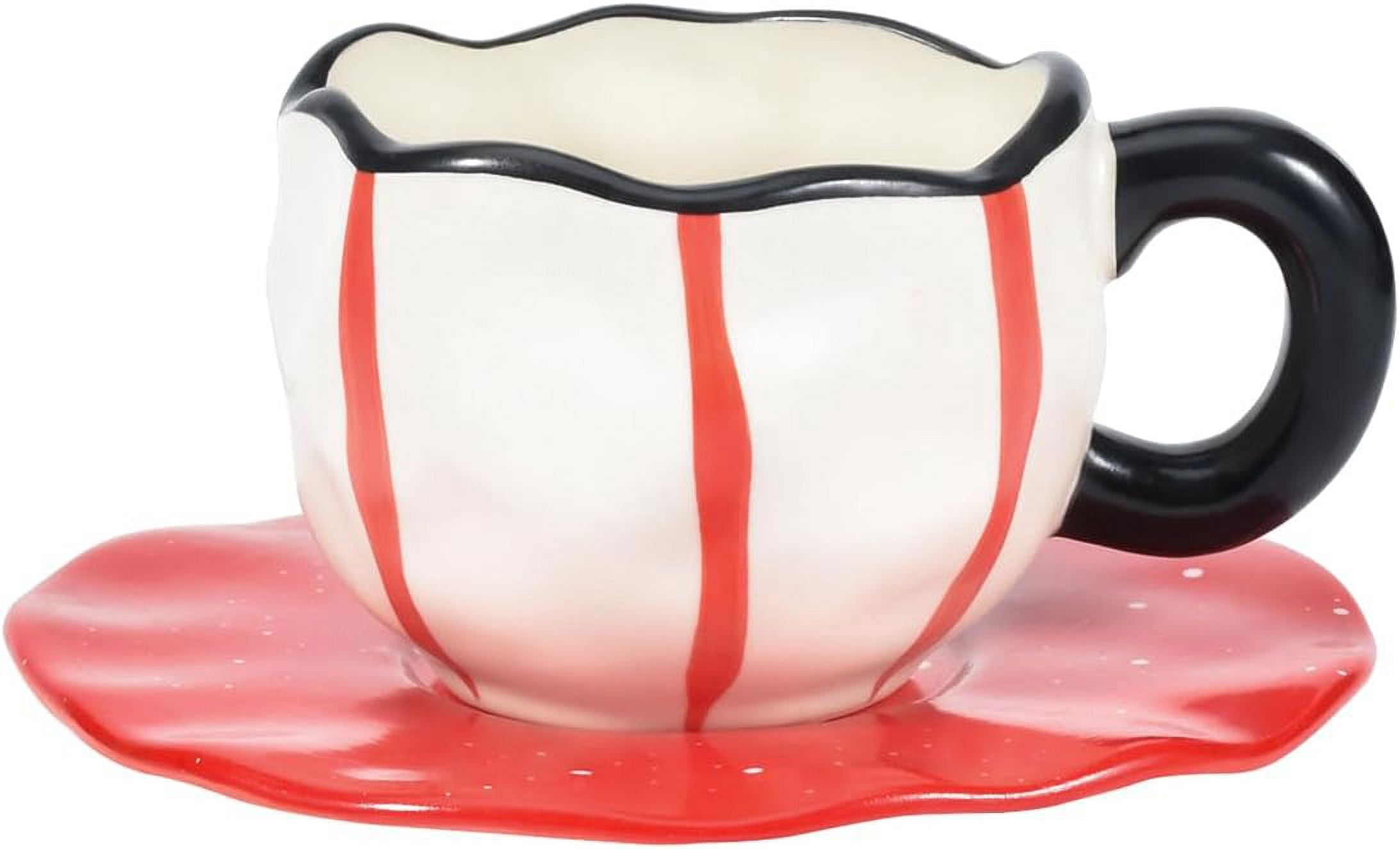 GZhLonKiMa Ceramic Coffee Mug with Saucer Set, Cute Creative Red Heart ...