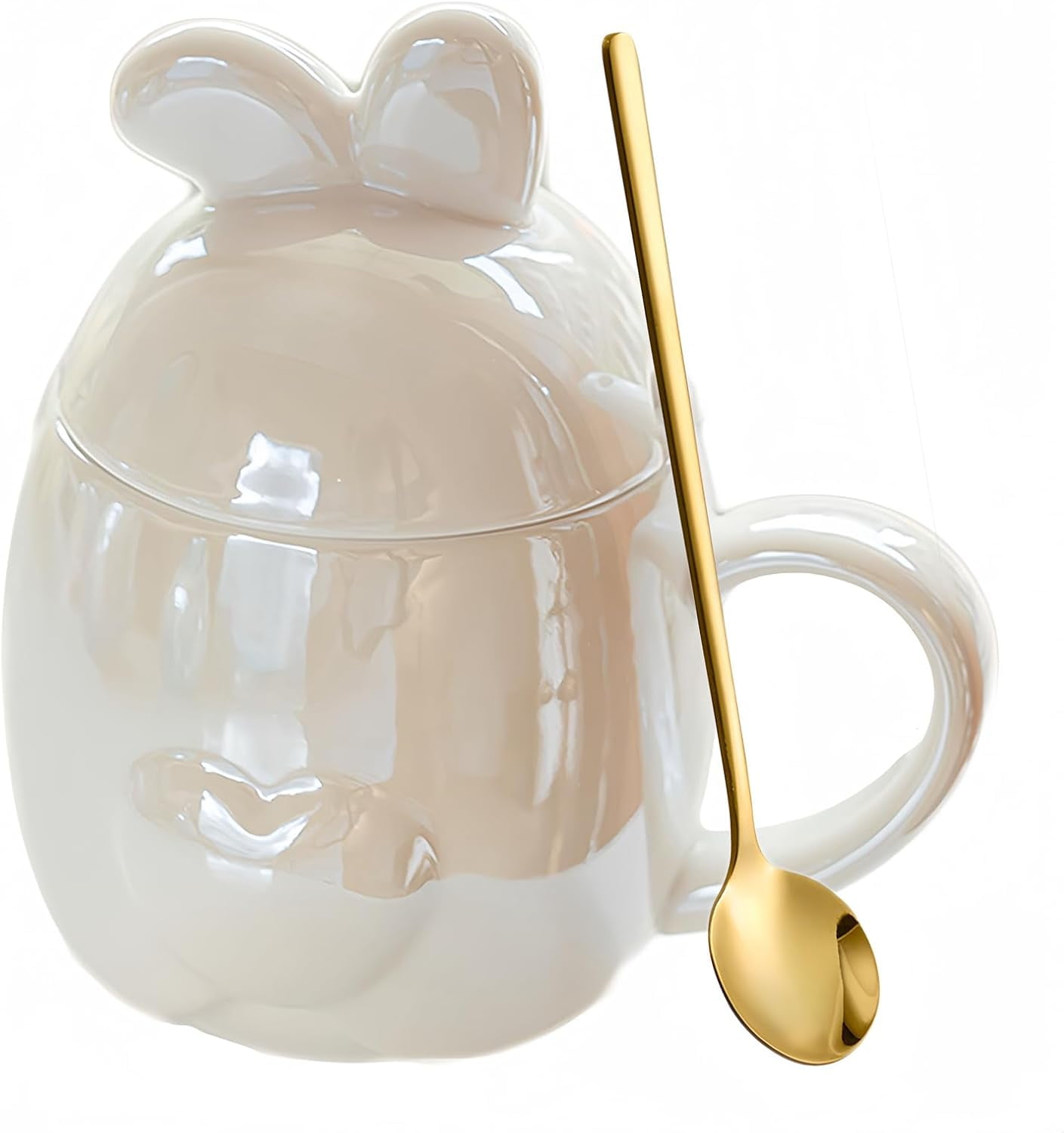 GZhLonKiMa Ceramic Coffee Mug with Cherry Blossom Handle & Spoon – 11 ...