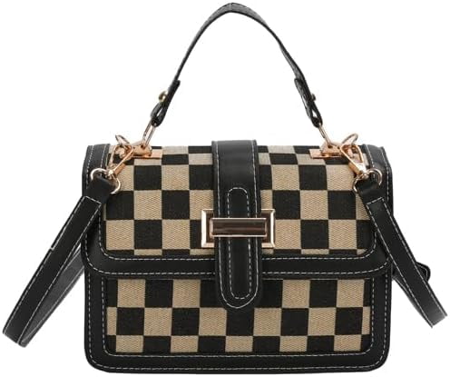 GZhLonKiMa Checkered Crossbody Bag for Women,Small Cute Tote Bag Faux ...