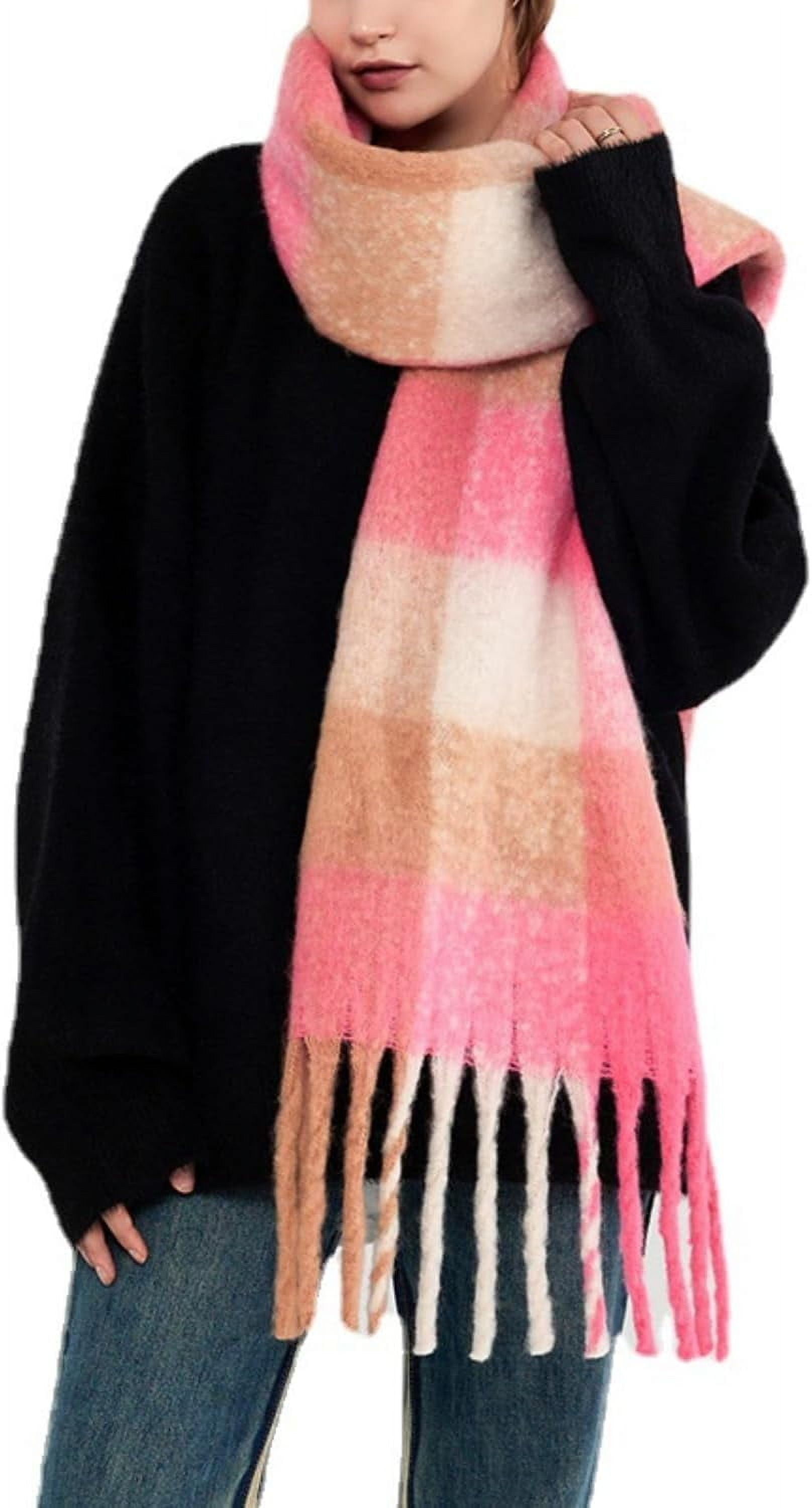 GZhLonKiMa Chunky Winter Scarfs for Women Cold Weather Warm Knit Thick ...