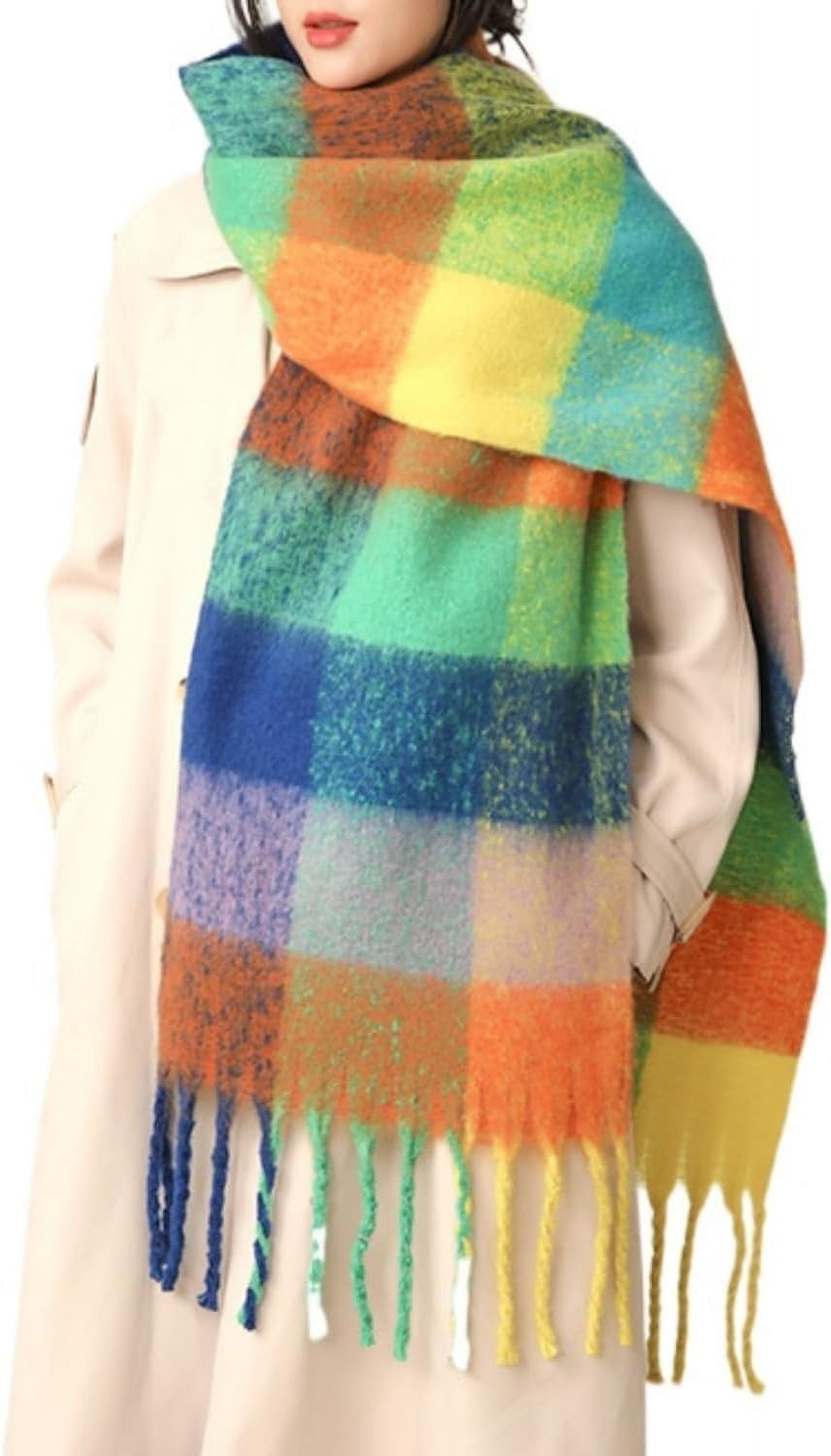 GZhLonKiMa Chunky Winter Scarfs for Women Cold Weather Warm Knit Thick ...