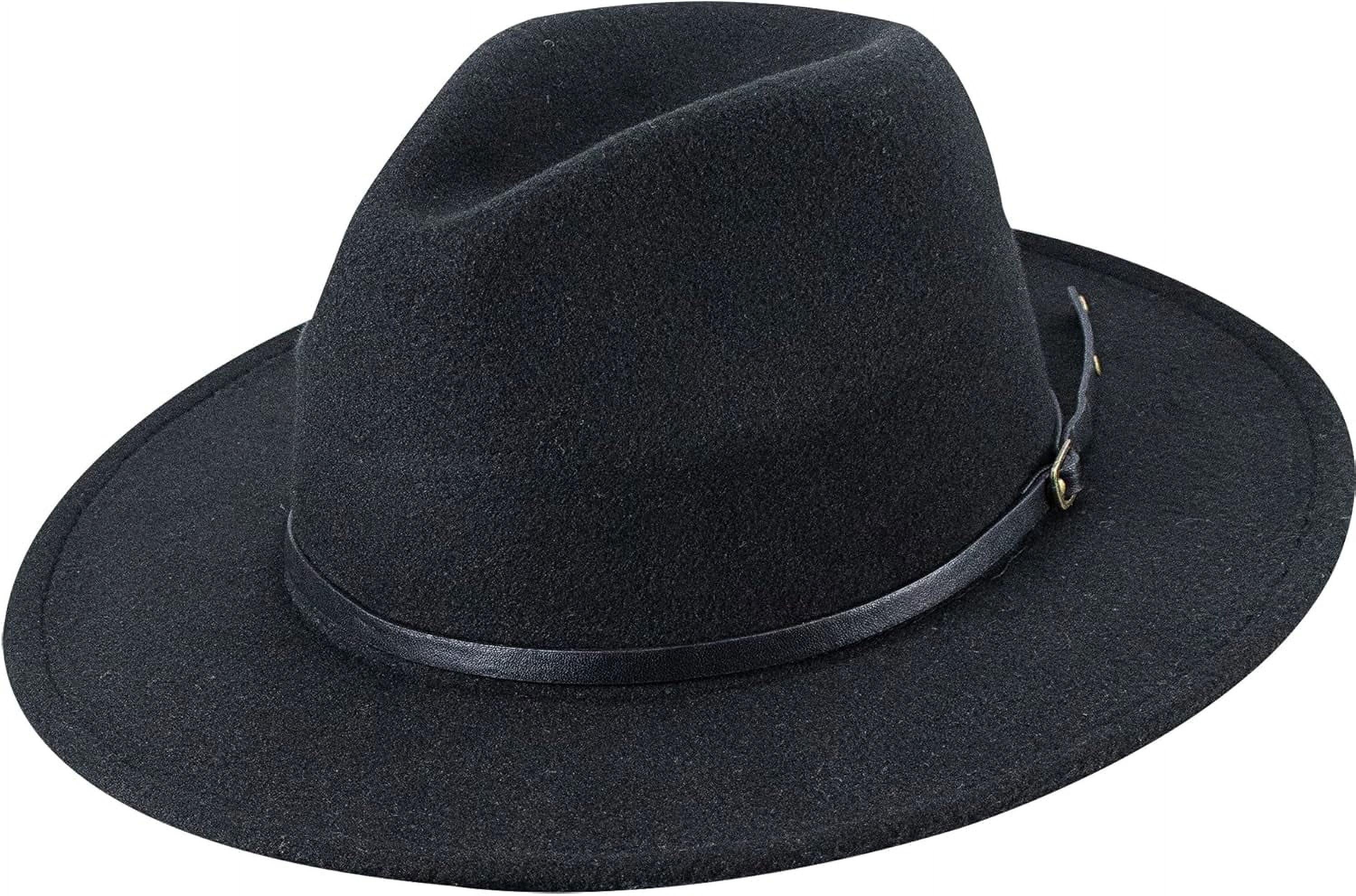 GZhLonKiMa Classic Wide-Brim Fedora-Hats for Women Men Fedora Hat with ...