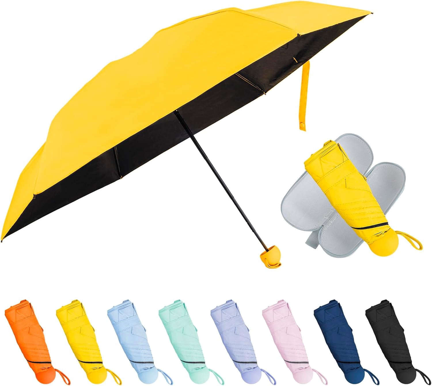 GZhLonKiMa Compact Mini Umbrella for Purse, Small Sun & Rain Umbrellas ...