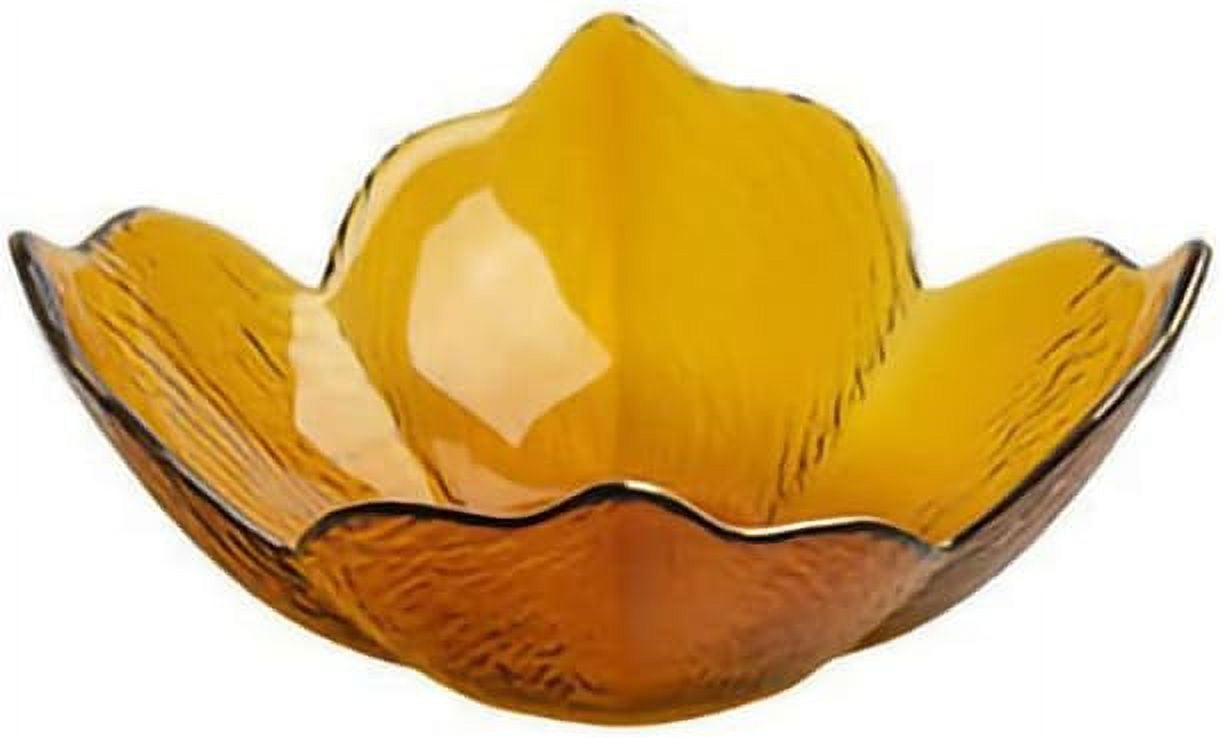 GZhLonKiMa Creative Flower Shaped Glass Bowl with Gold Trim, Dessert ...