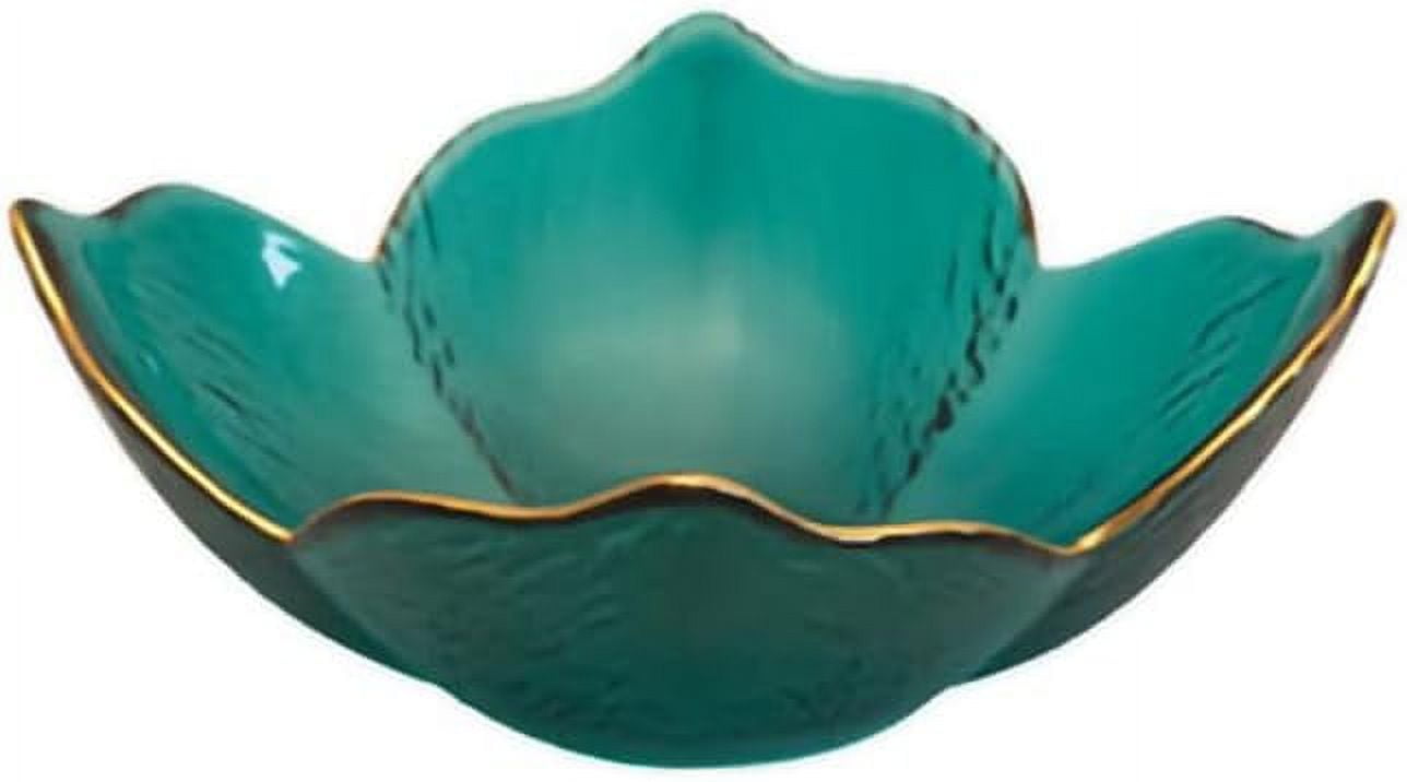 GZhLonKiMa Creative Flower Shaped Glass Bowl with Gold Trim, Dessert ...