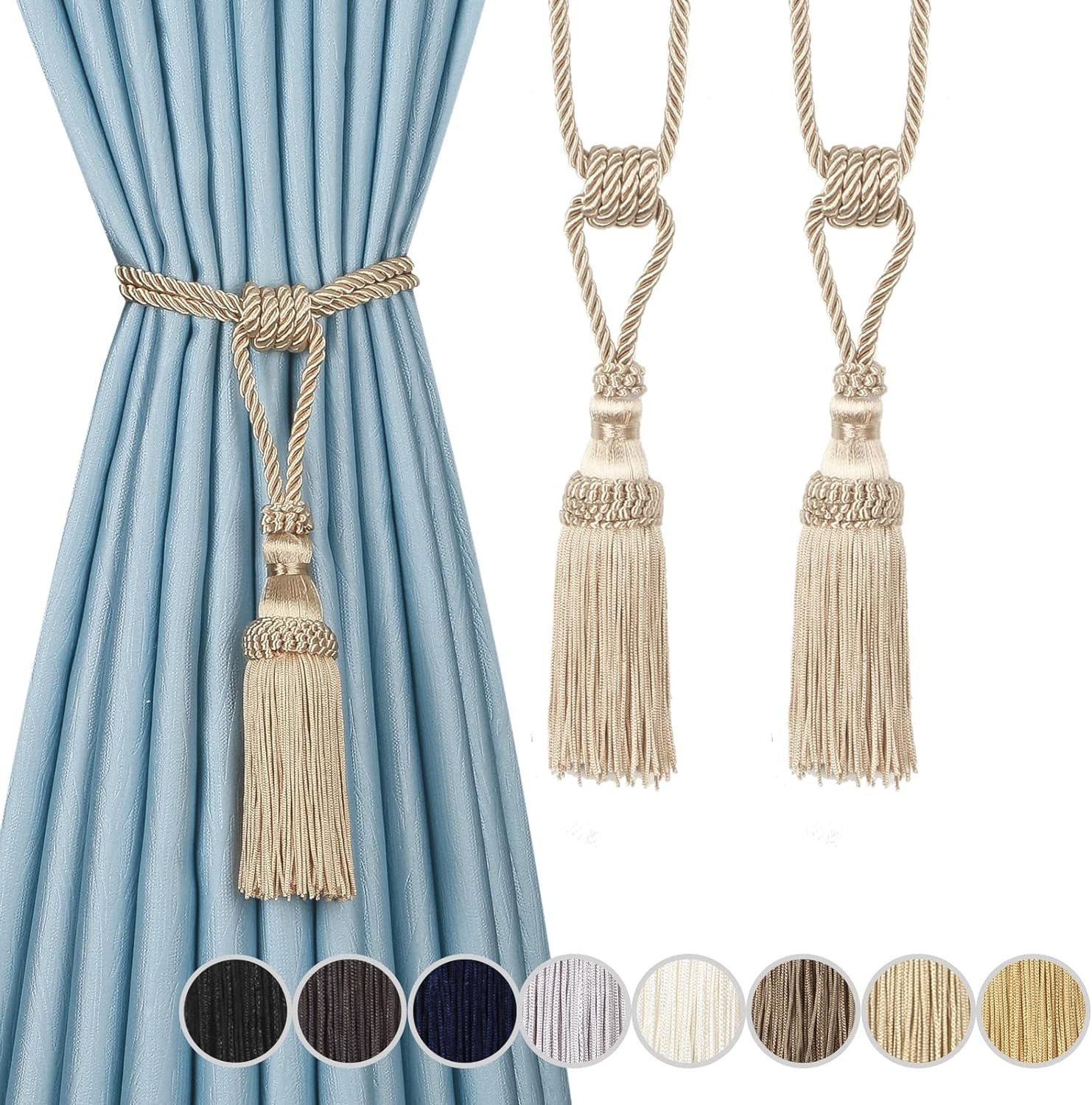 GZhLonKiMa Curtain Tassel Tiebacks, Handmade Tassels Curtain Tie-Backs ...