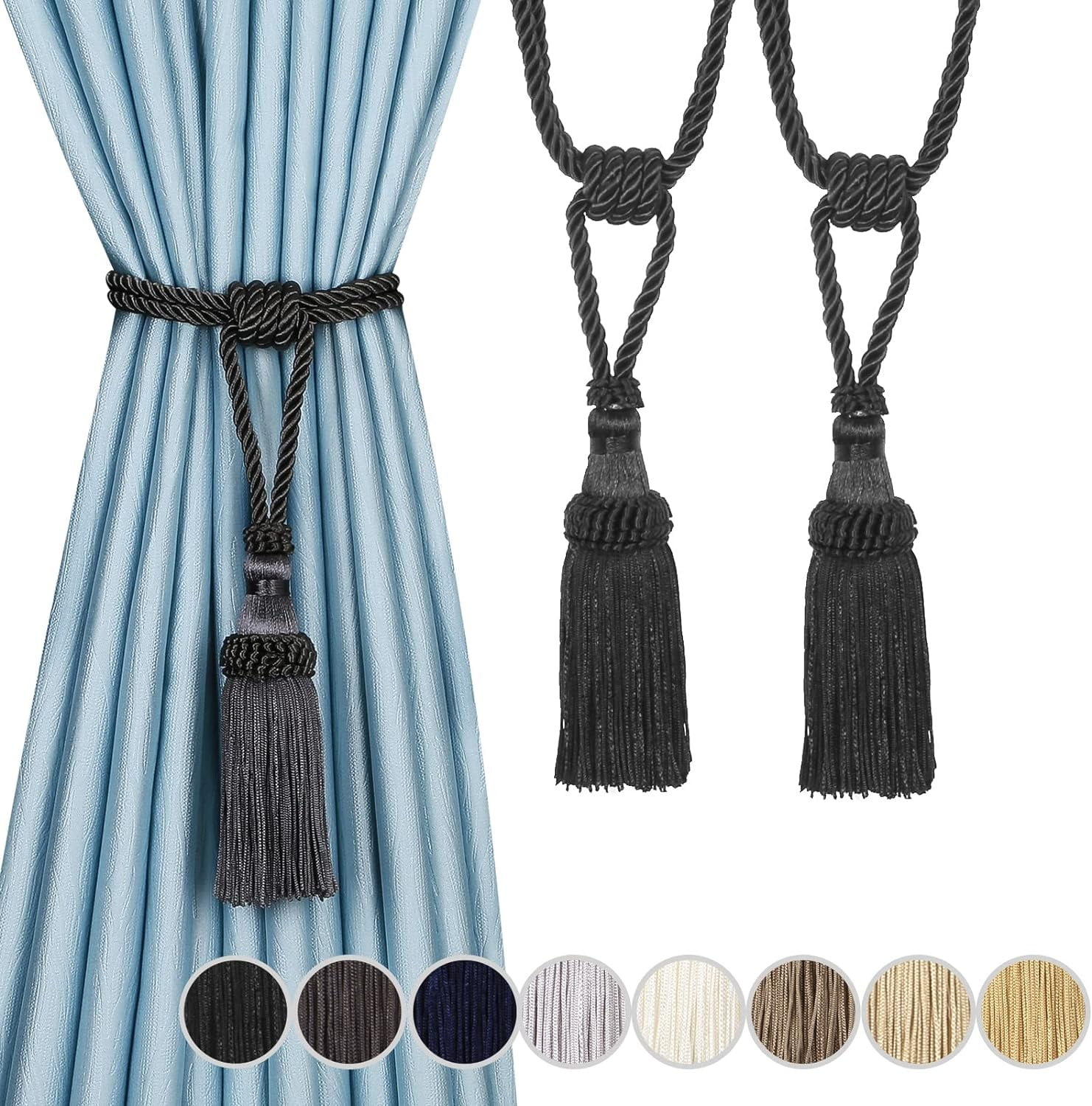 GZhLonKiMa Curtain Tassel Tiebacks, Handmade Tassels Curtain Tie-Backs ...