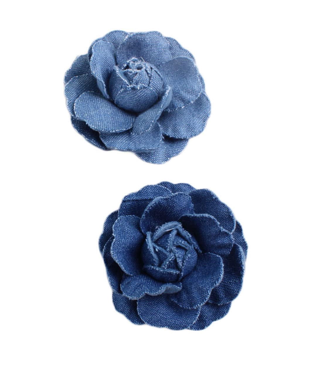 GZhLonKiMa Denim Flower Brooch and Blue Jeans Hair Pins BW21 (Set-A ...