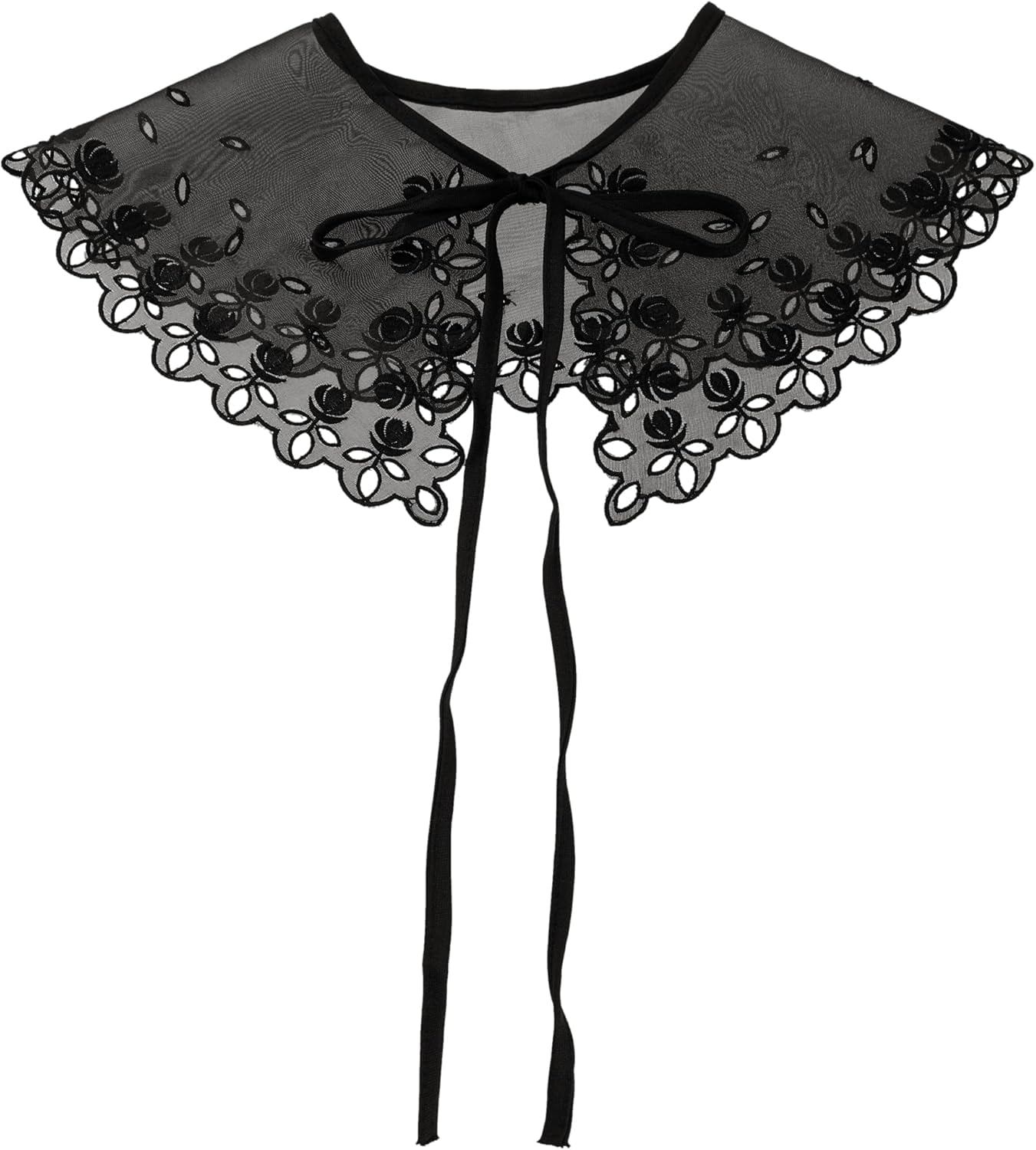 GZhLonKiMa Detachable Fake Collar, Semi-Sheer Embroidery Mini Cape ...