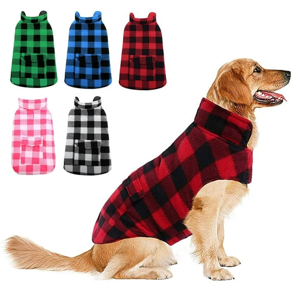 GZhLonKiMa Dog Winter Coat, Fleece Doggie Jacket Plaid Reversible Vest ...