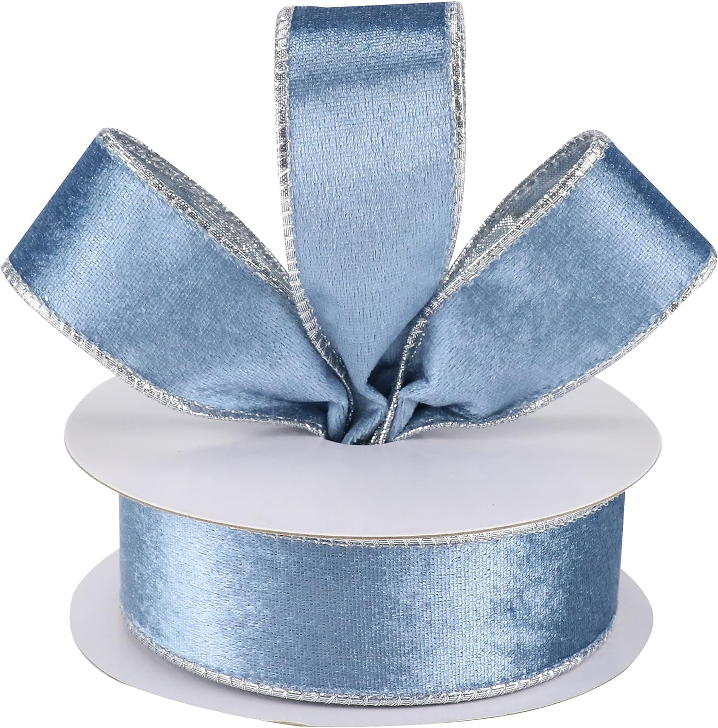 GZhLonKiMa Dusty Blue Velvet Ribbon Wired 2.5x 10 Yards Blue Wired ...