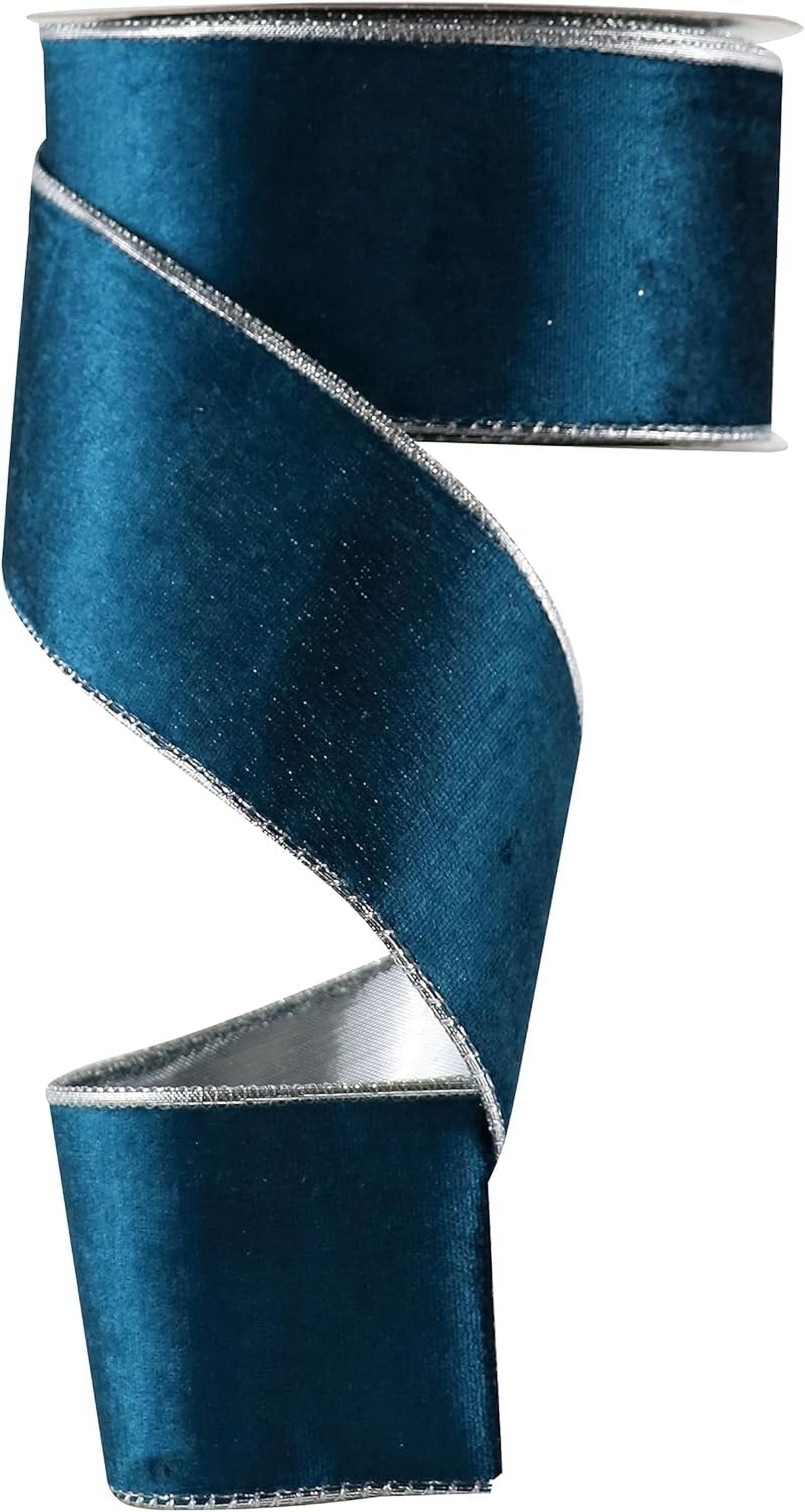 GZhLonKiMa Dusty Blue Velvet Ribbon Wired 2.5x 10 Yards Blue Wired ...