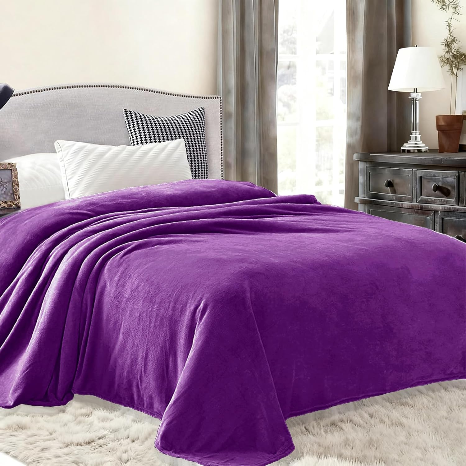 GZhLonKiMa Extra Large Fleece Throw Blanket for Couch, Sofa, 300GSM ...