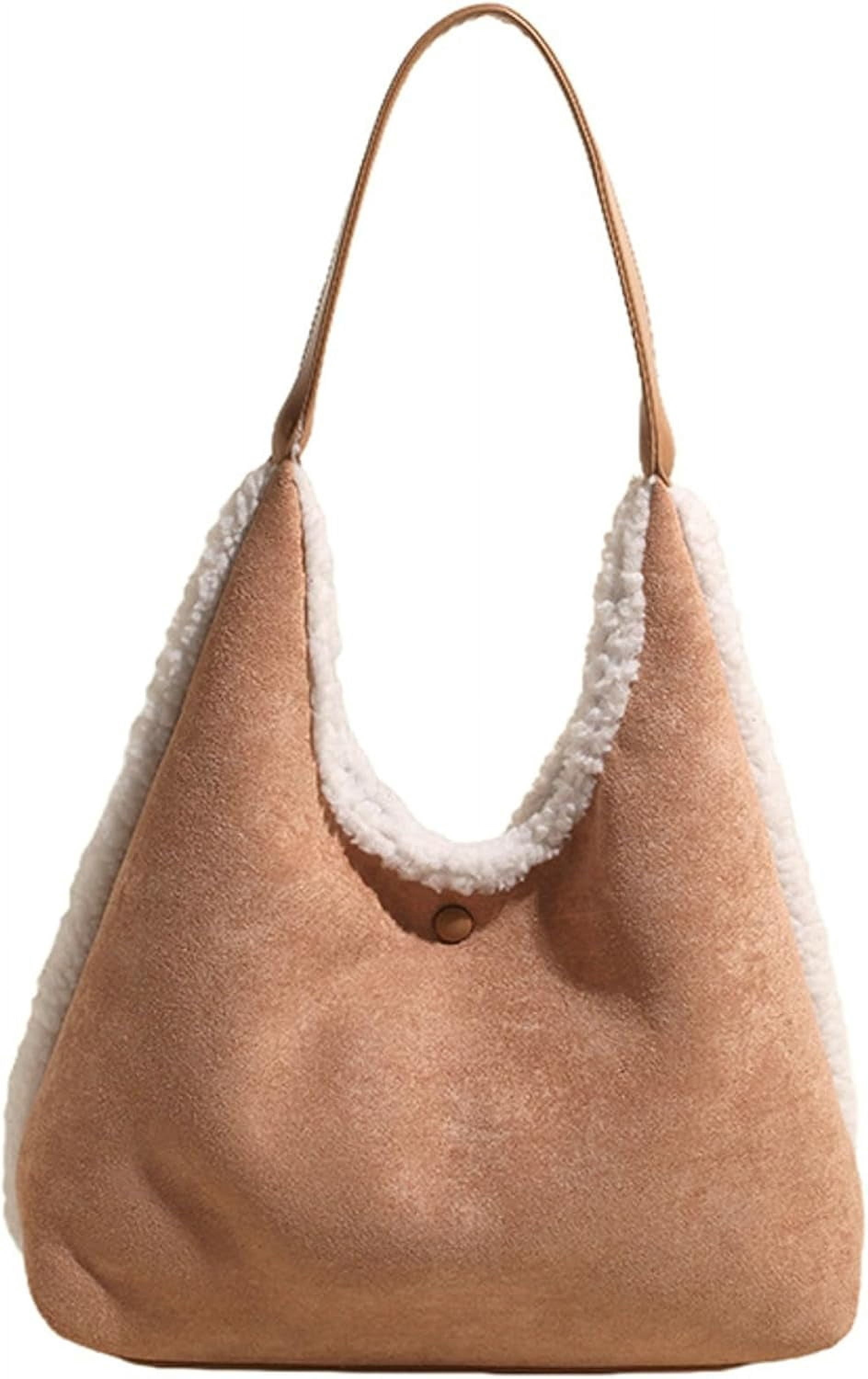 GZhLonKiMa Fall Winter Suede Tote Bag Women Chic Versatile Lambswool ...