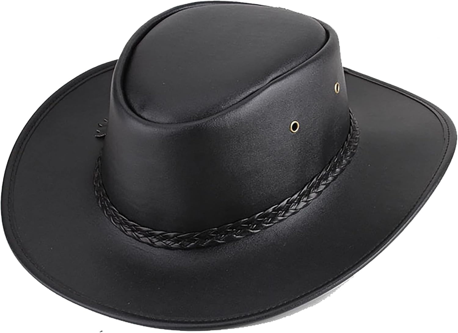 GZhLonKiMa Faux Leather Western Cowboy Hats for Men and Women Fedora Gambler Hat Cowboy Style ...