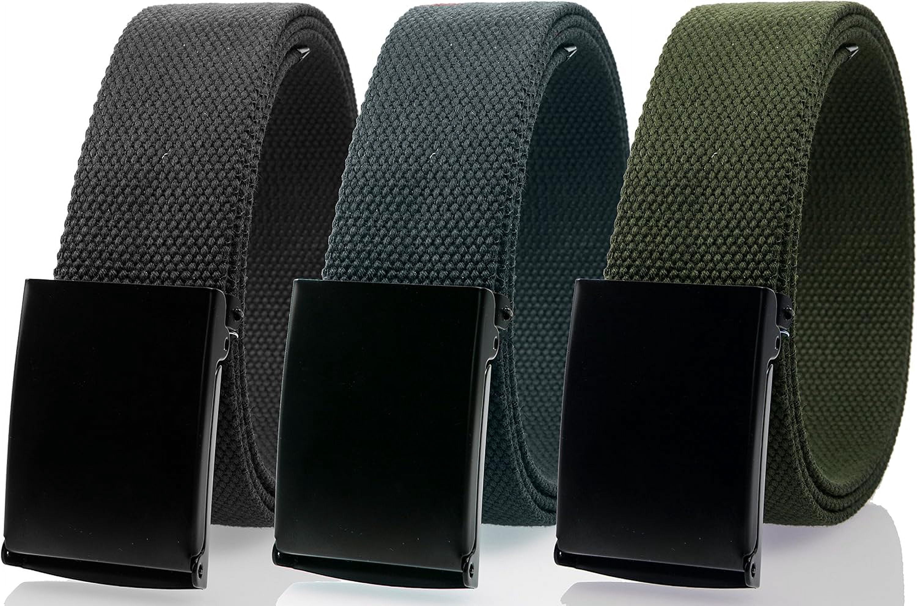 GZhLonKiMa Fully Adjustable Canvas Web Belt with Black Flip Top Buckle ...
