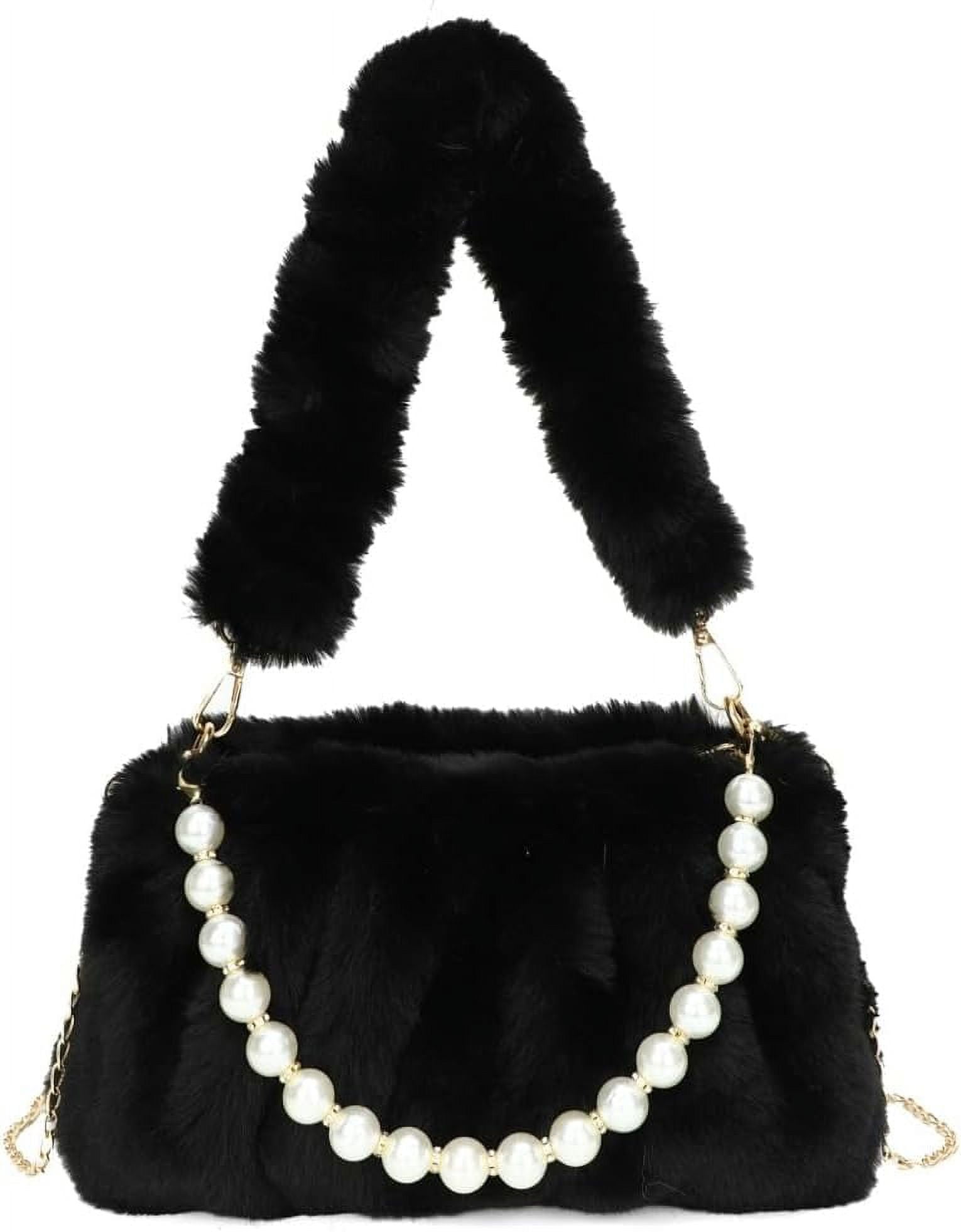 GZhLonKiMa Furry Shoulder Crossbody Bag for Women Fuzzy Faux Fur Hobo ...