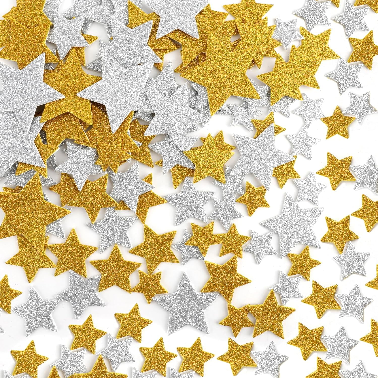 GZhLonKiMa Glitter Foam Stickers,Gold Silver Star Stickers,Star Foam ...