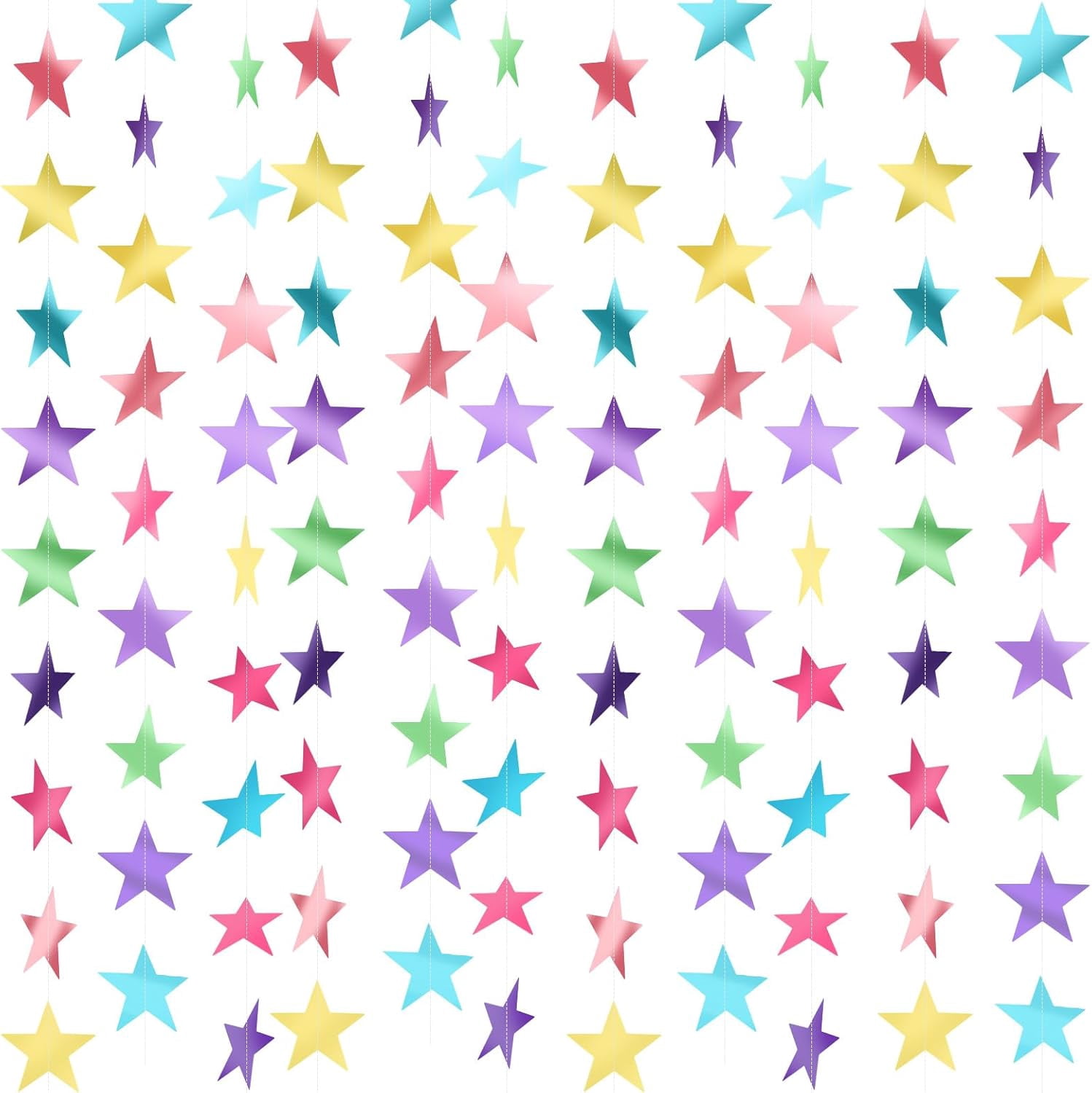 GZhLonKiMa Glitter Star Garland Banner Decor 130 Feet Star Hanging ...
