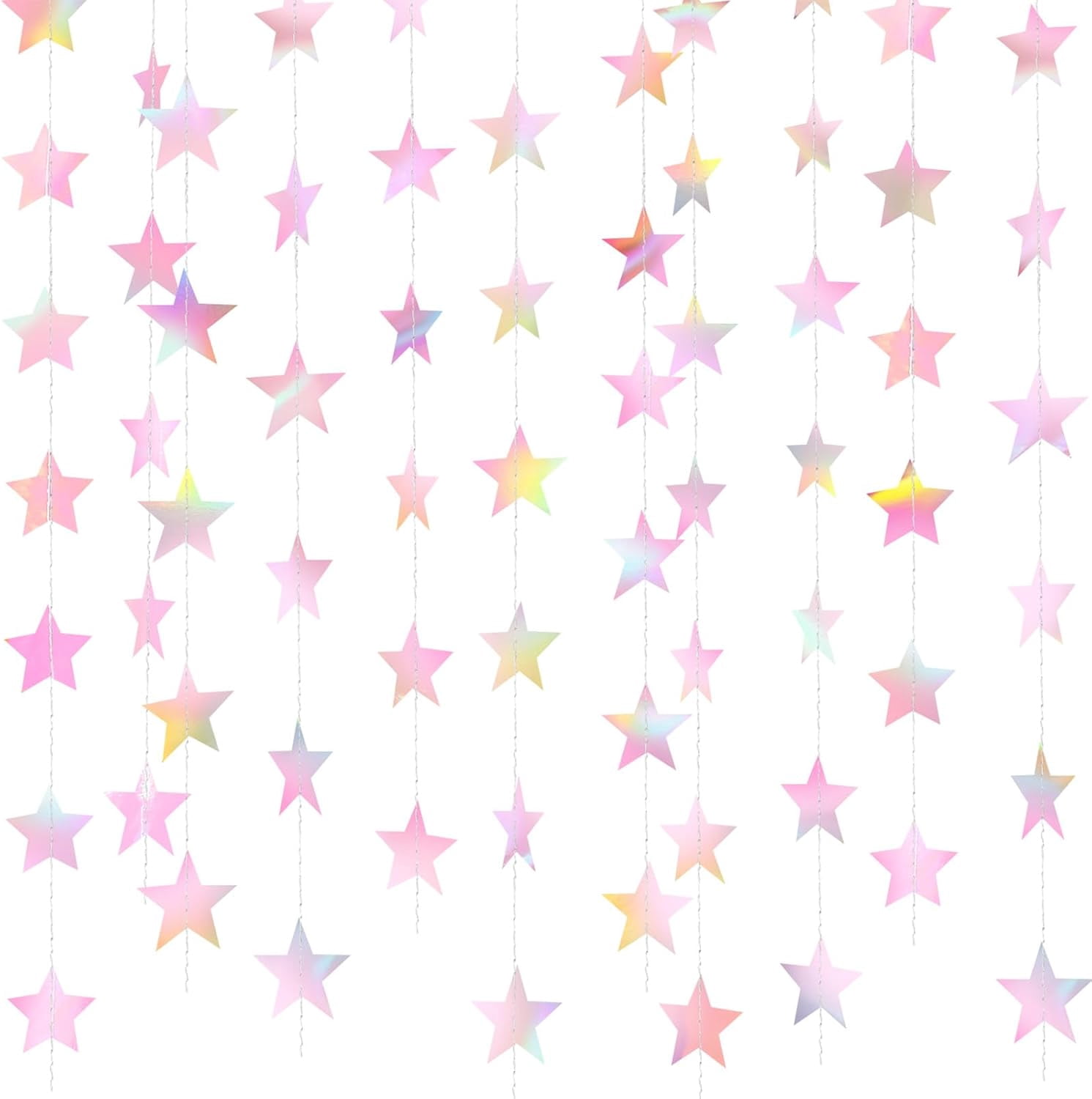 GZhLonKiMa Glitter Star Garland Banner Decor 130 Feet Star Hanging ...