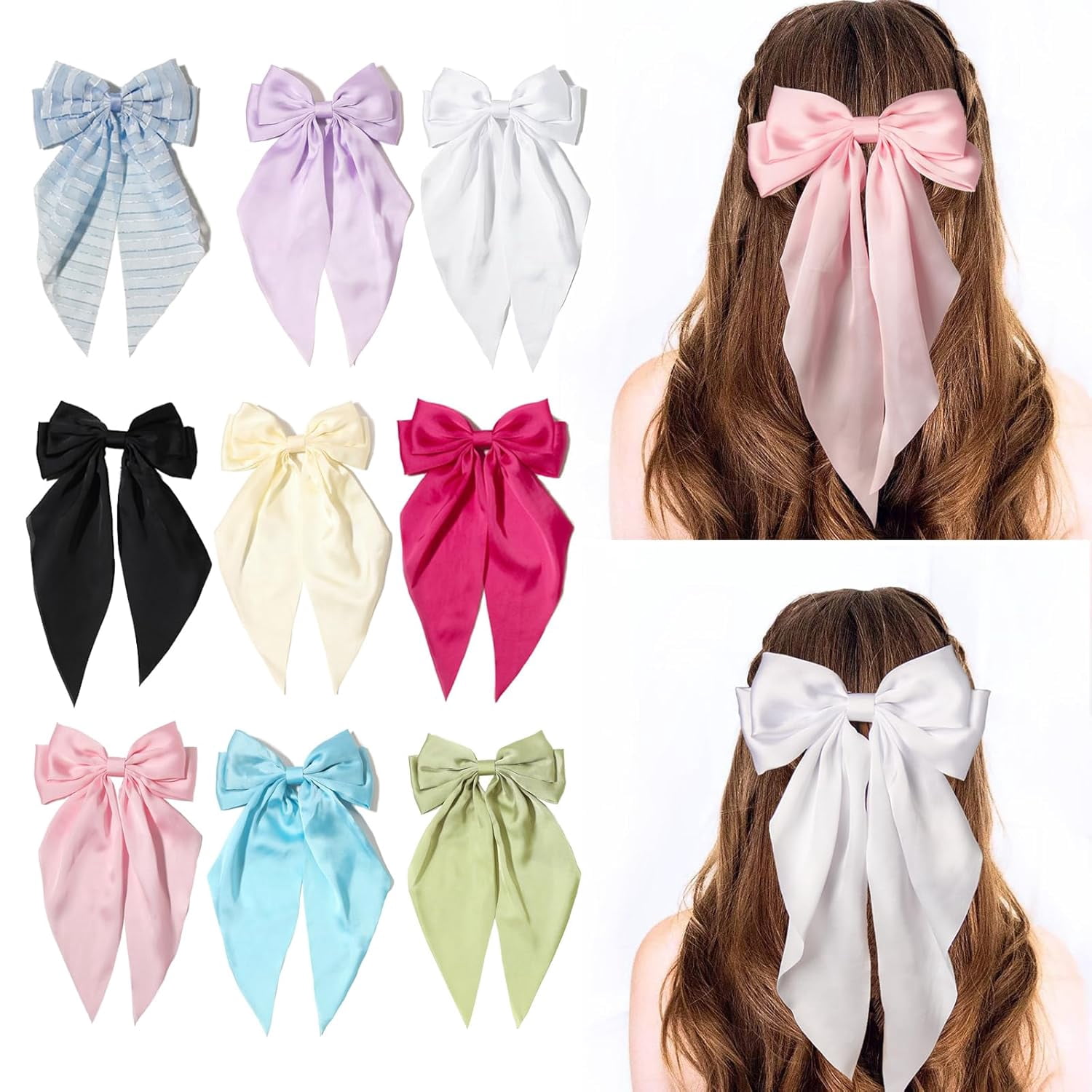 GZhLonKiMa Hair Bows Clip, Hot Pink Bow for Women's Hair - 2 Pack ...