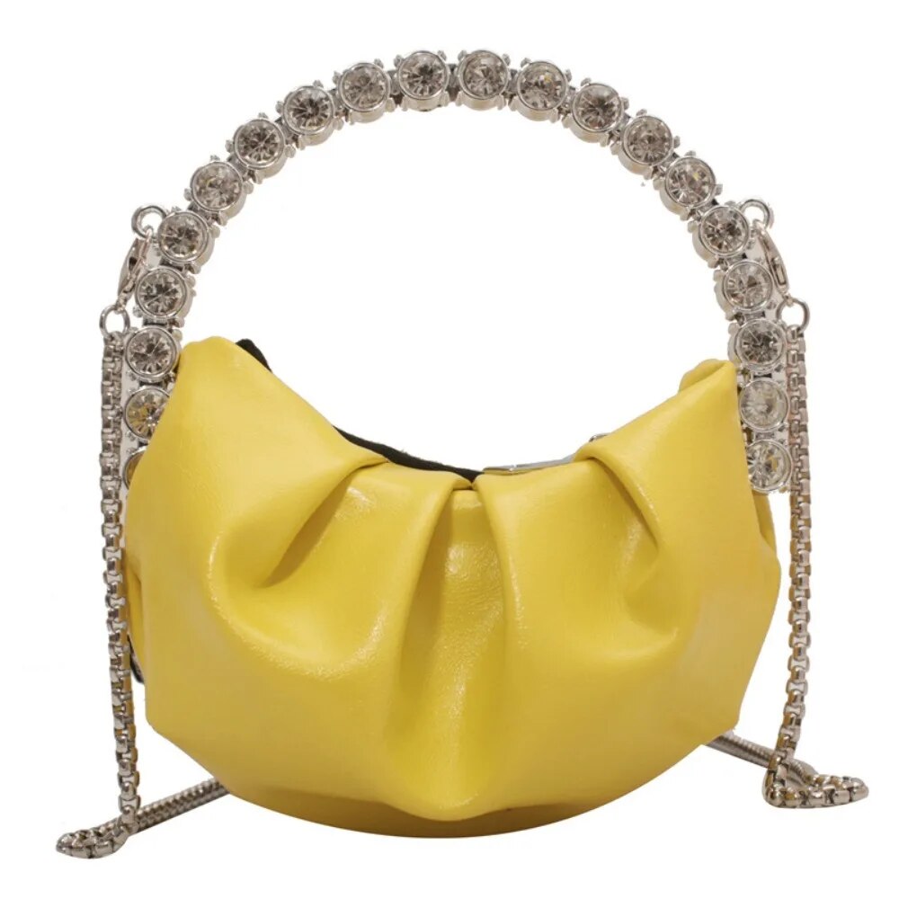 GZhLonKiMa Handbag Solid Color Mini Crossbody Bag Shiny Crystal Purses ...