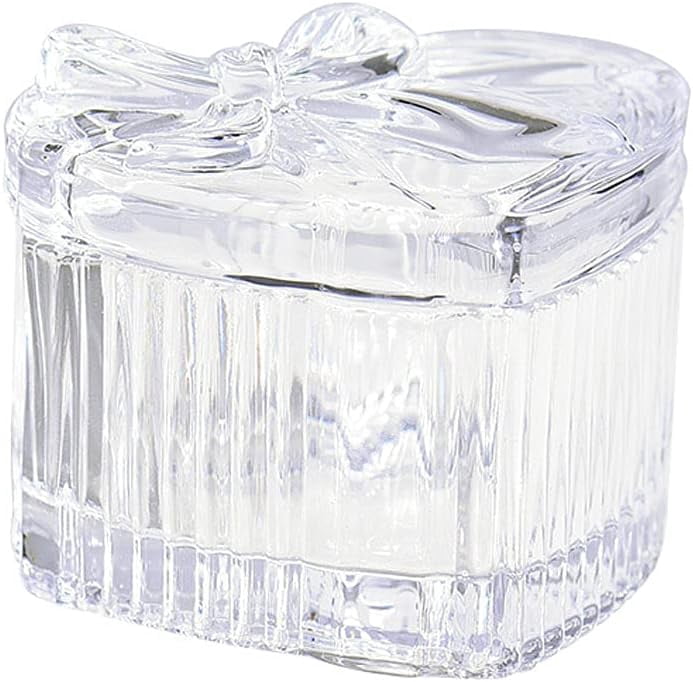 GZhLonKiMa Heart-Shaped Glass Storage Box Embossed Jewelry Box with Lid ...