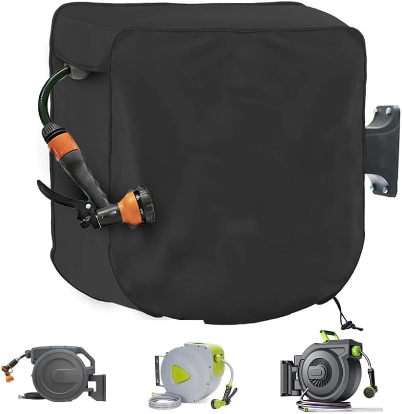 GZhLonKiMa Hose Reel Cart Cover Black Waterproof Free Standing Water ...