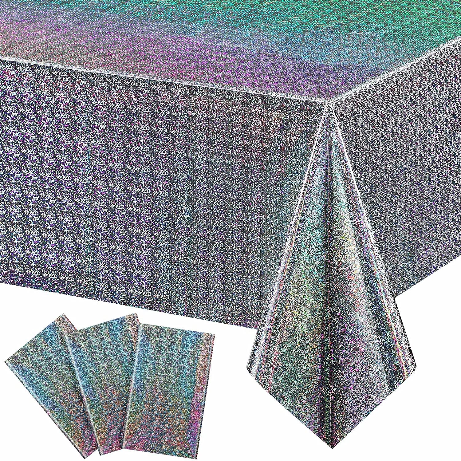 GZhLonKiMa Iridescence Plastic Tablecloths Laser Table Covers ...