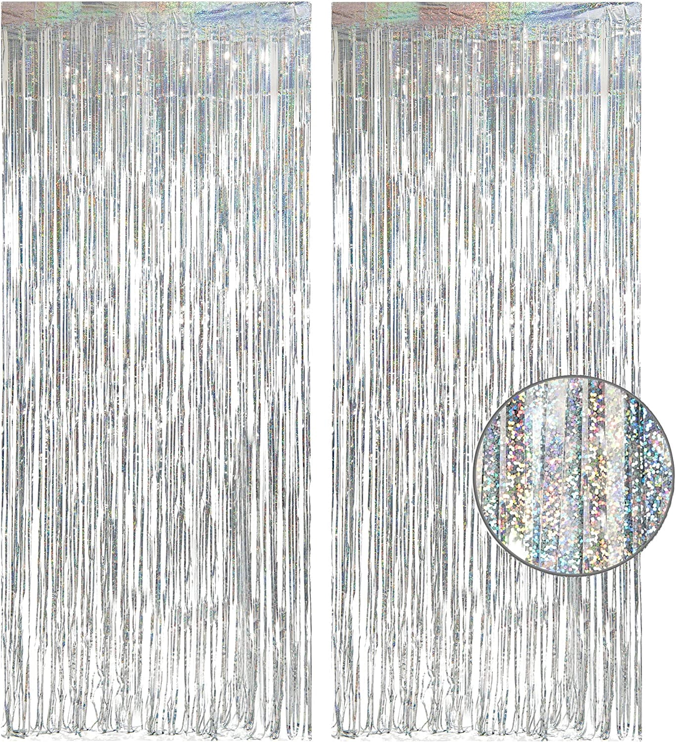 GZhLonKiMa Iridescent Party Streamers Backdrop - Neon Transparent ...