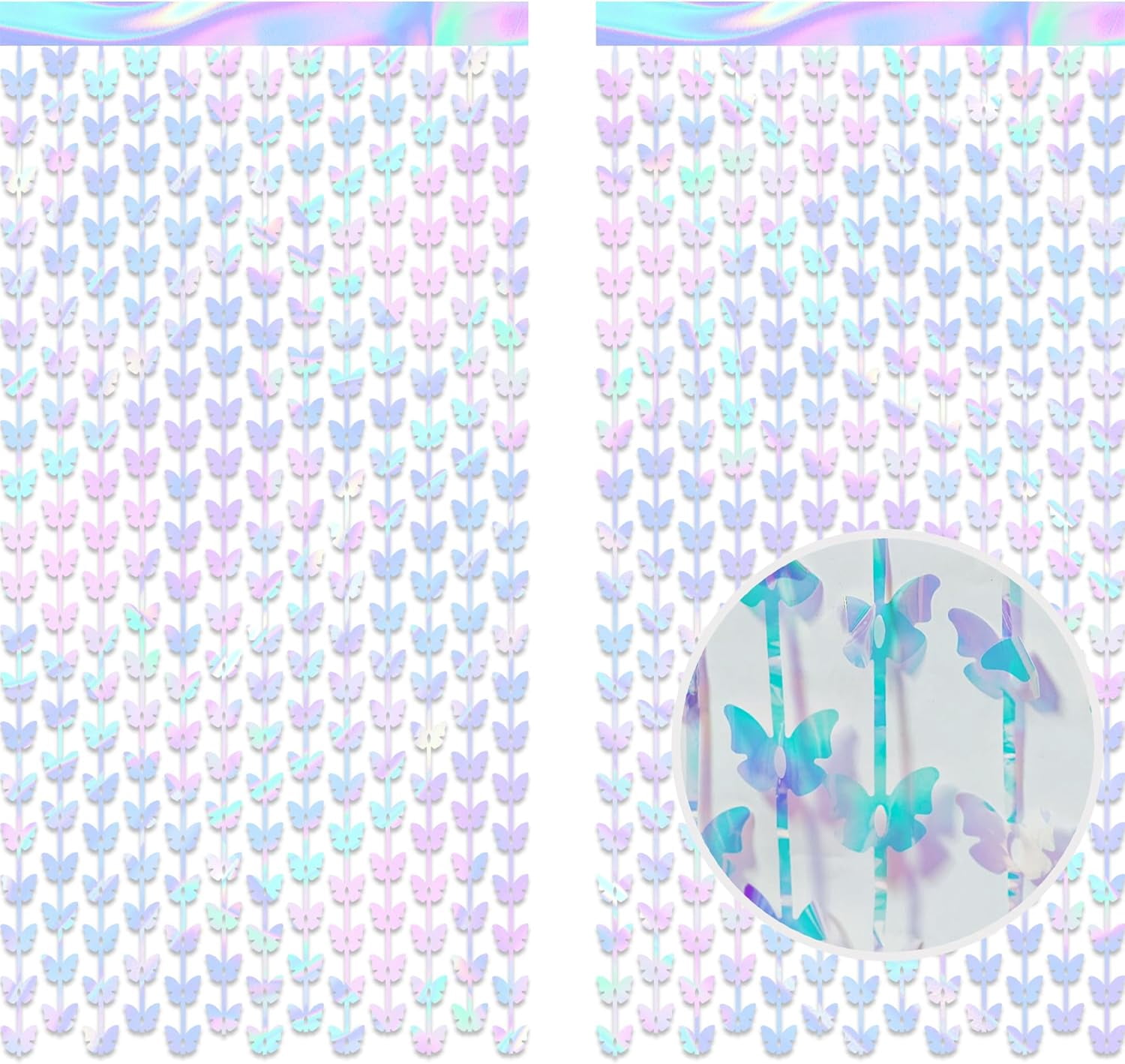 GZhLonKiMa Iridescent Party Streamers Backdrop - Neon Transparent ...