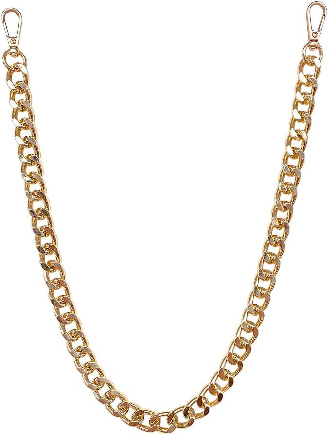 GZhLonKiMa Iron Purse Chain 39.4" Gold Metal Flat Chain Handbag Chain ...