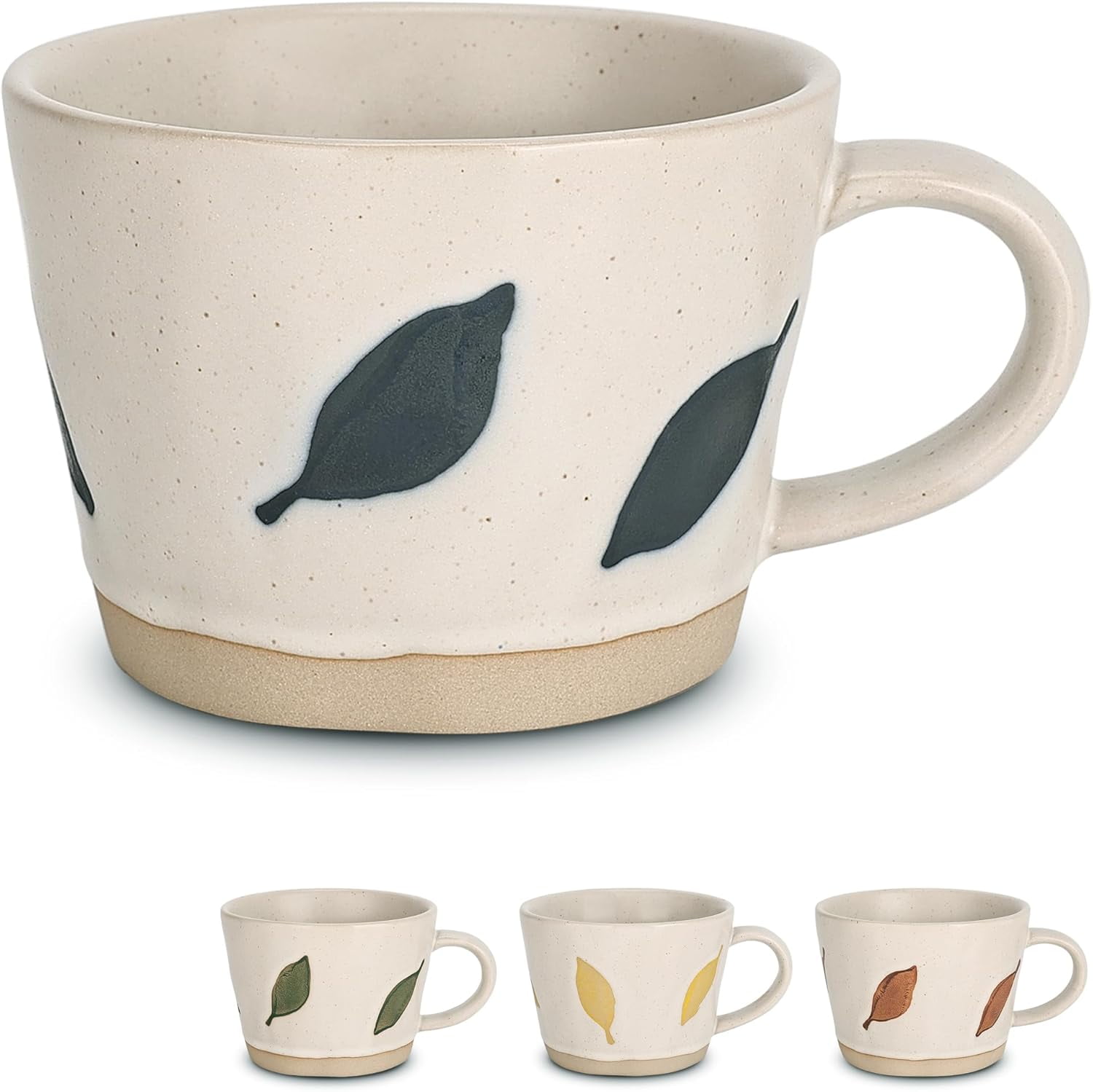GZhLonKiMa Leaf Mug, 11 oz Ceramic Coffee Cup for Tea Latte Cappuccino ...
