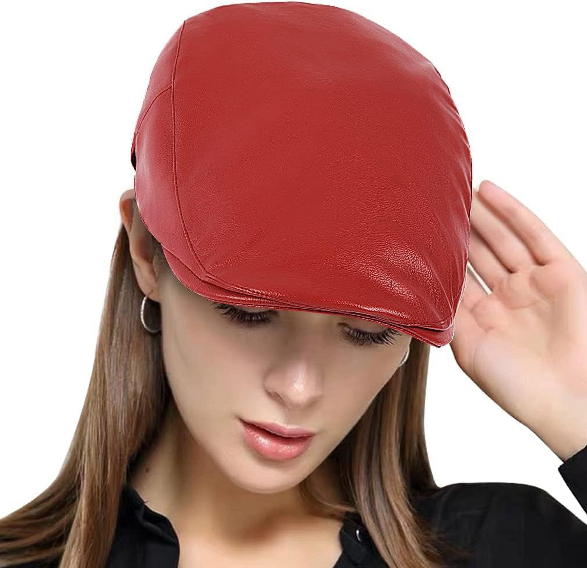 GZhLonKiMa Leather Flat Ivy Hats for Women Plain Feminine Newsboy Cap ...